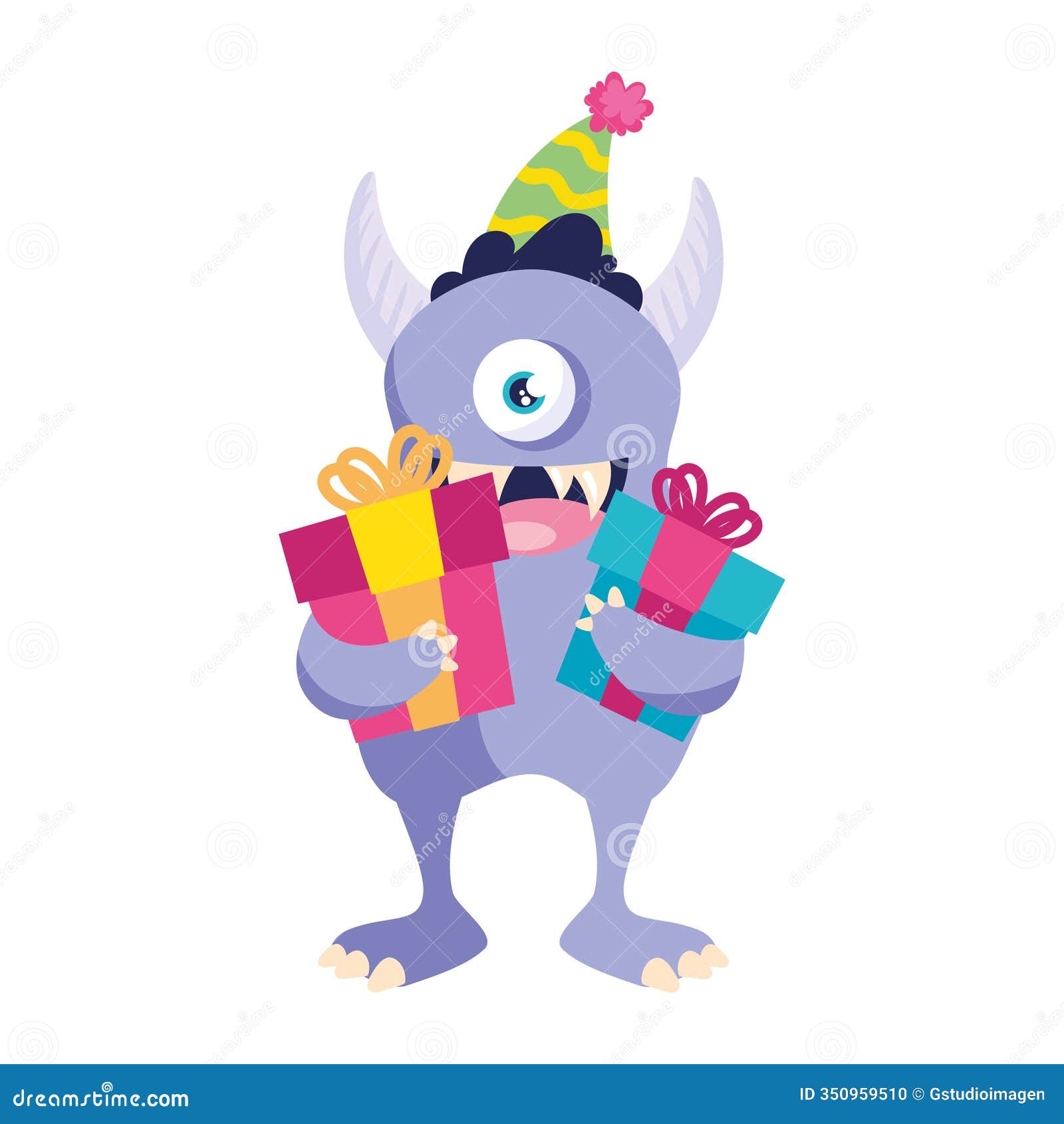 Comic Monster Birthday Party Stock Illustration - Illustration of ...