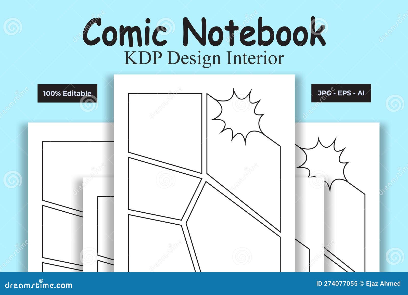 Comic Notebook KDP Interior Stock Vector - Illustration of paper ...