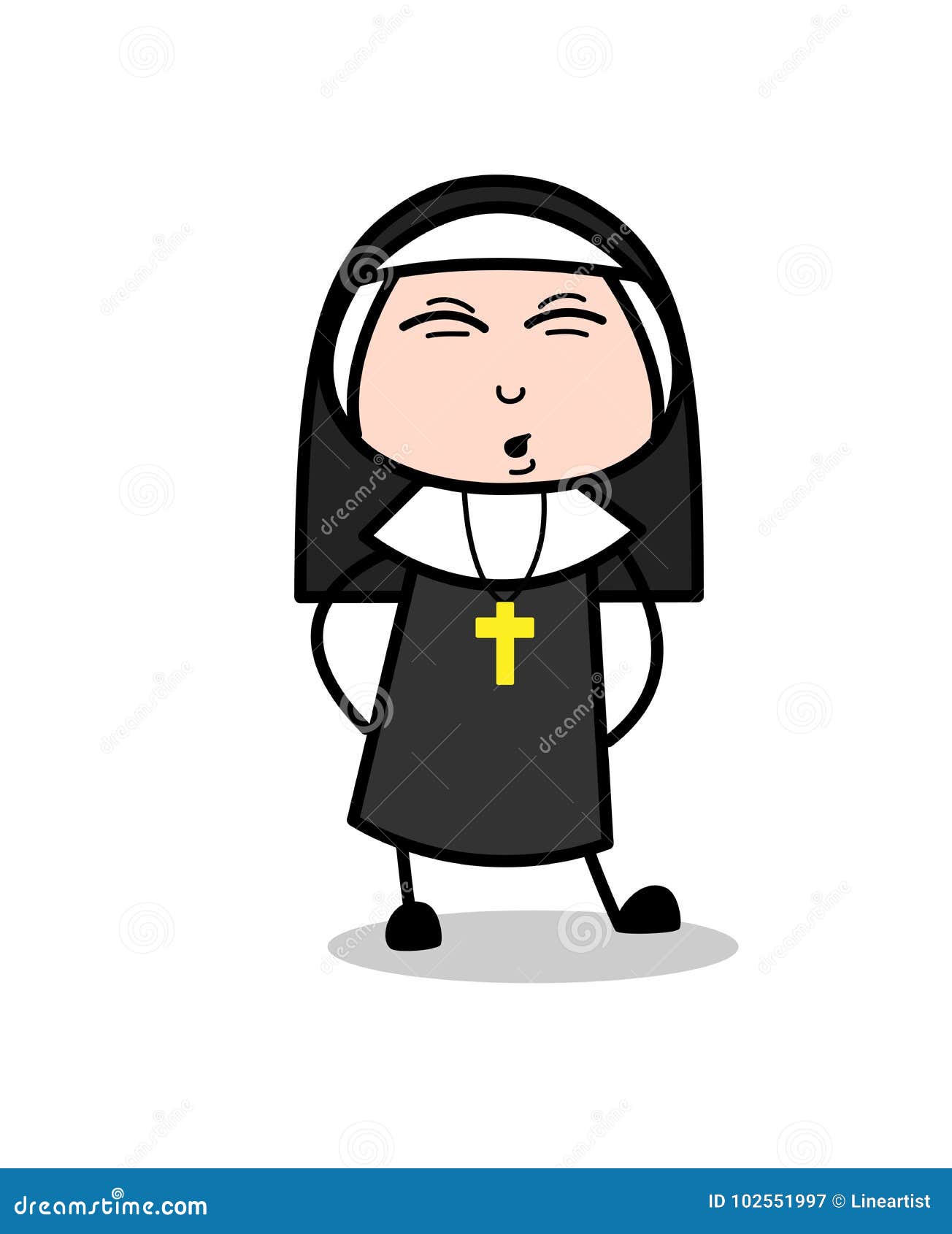 Comic Nun Character Persevering Face Expression Stock Illustration ...