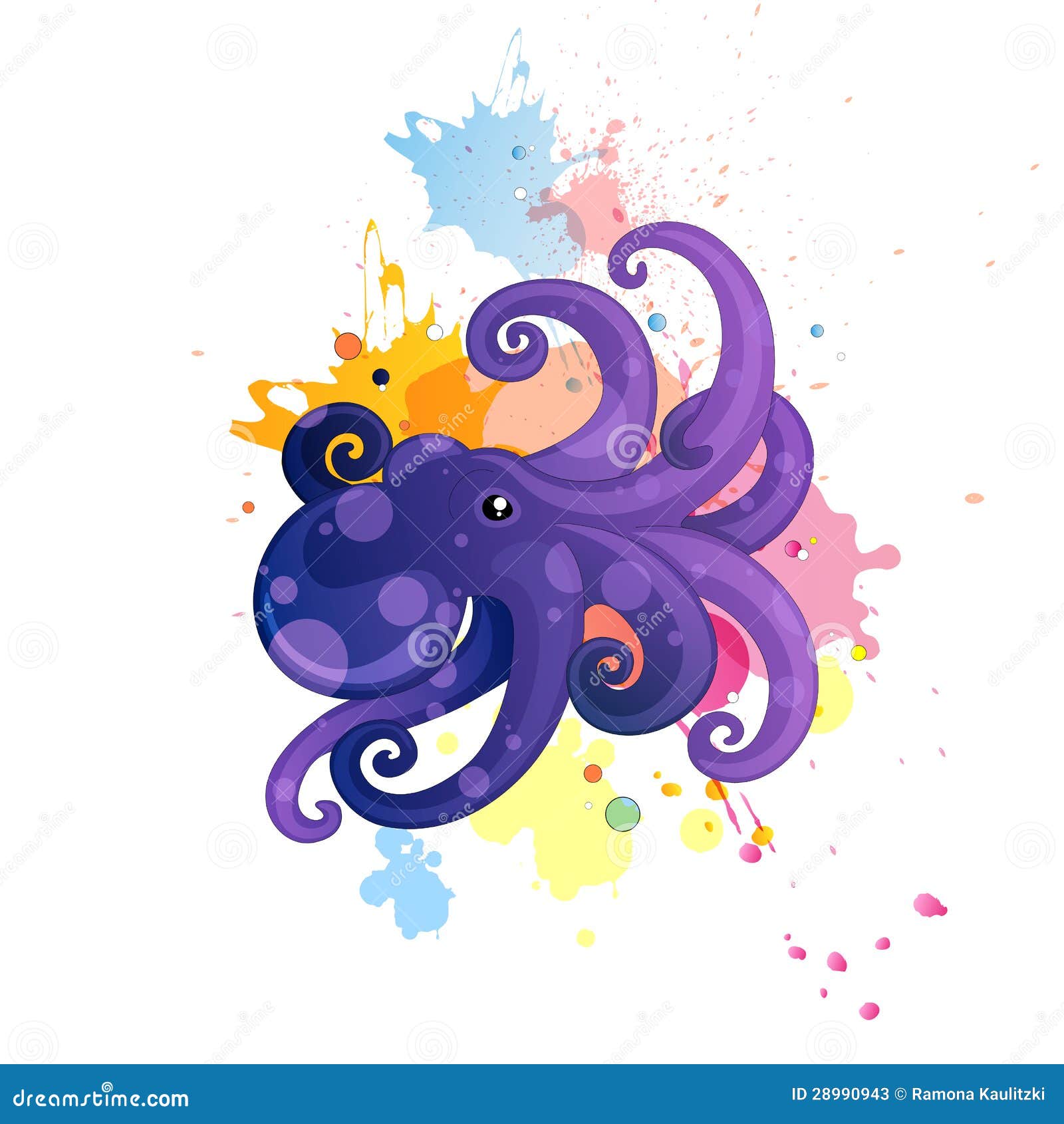 Comic Octopus stock illustration. Illustration of squid - 28990943