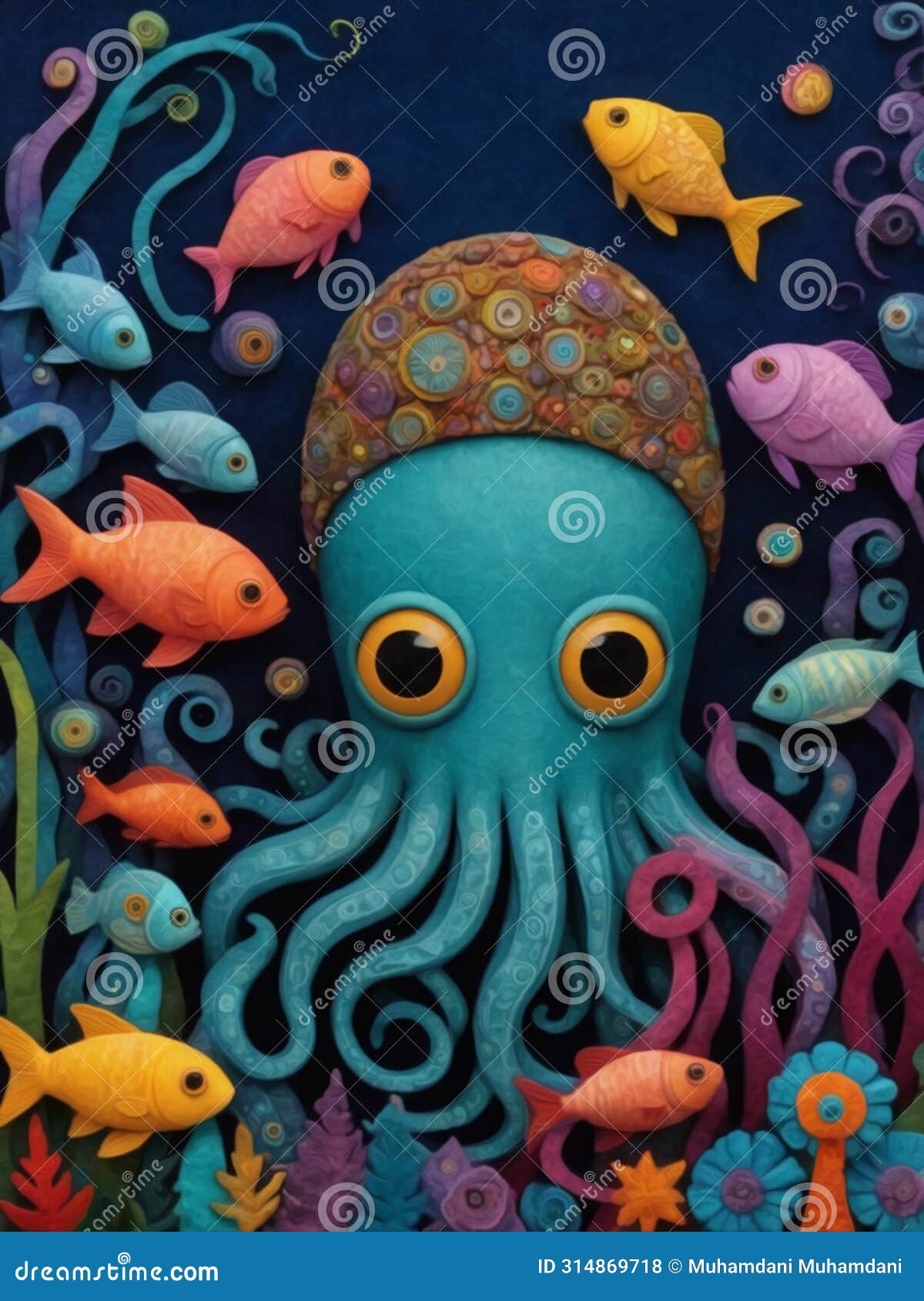 Group Of Octopus In Funky Wacky Wild Mismatch Colourful Outfits On ...