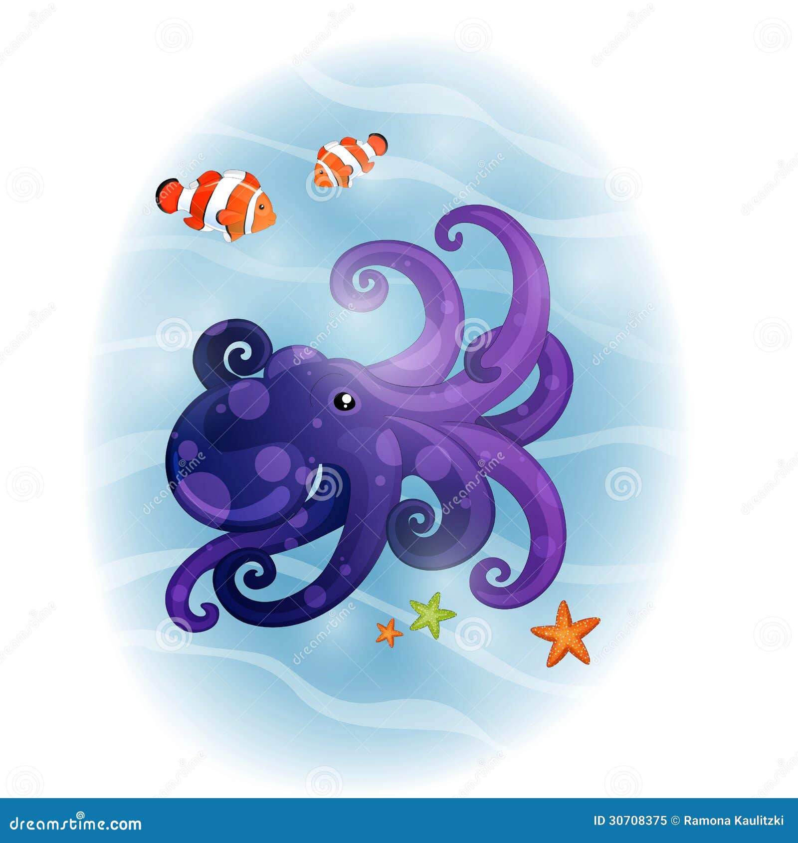 Comic Octopus stock illustration. Illustration of cute - 30708375