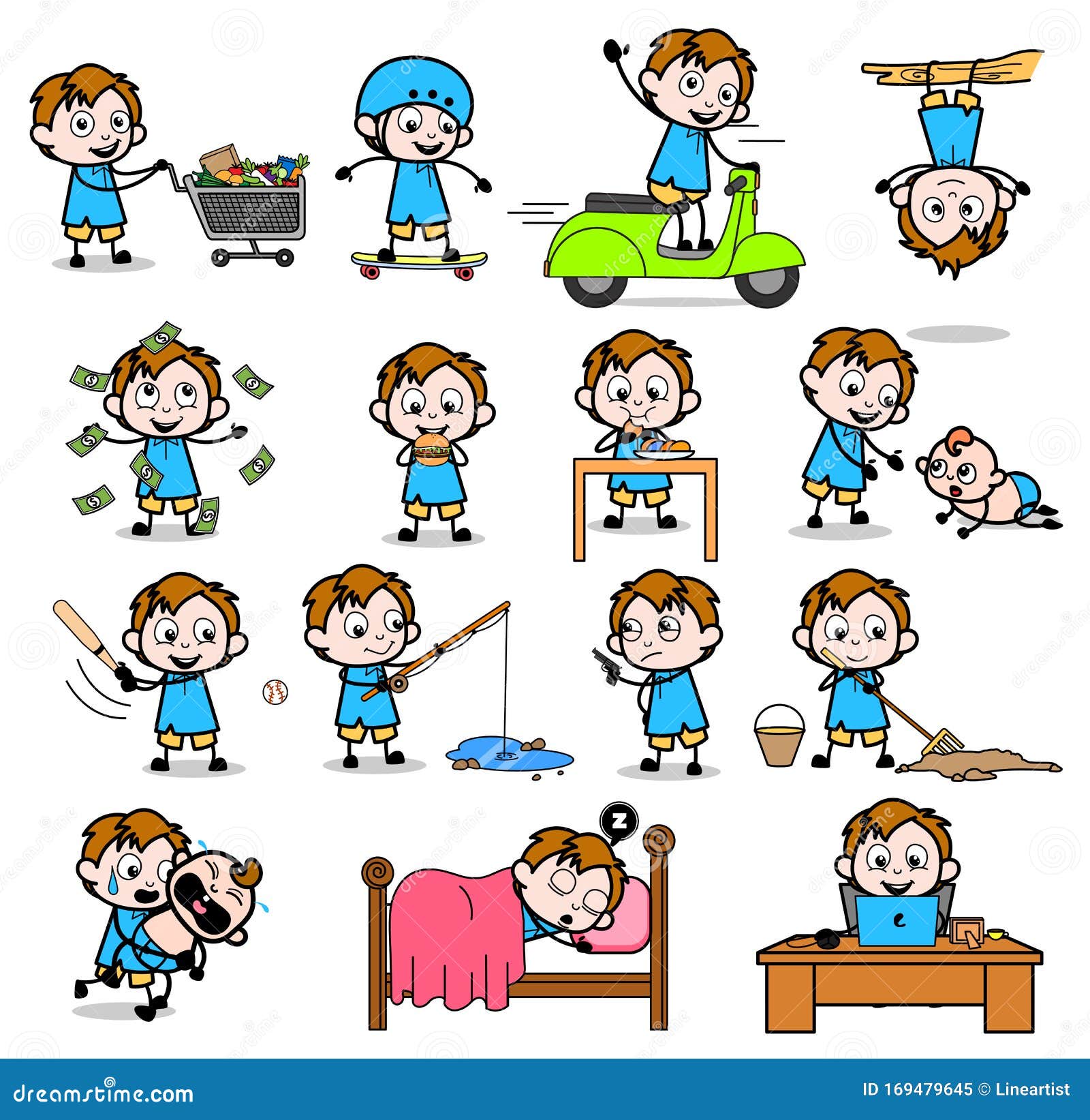 Comic Office Guy Characters - Set of Concepts Vector Illustrations ...