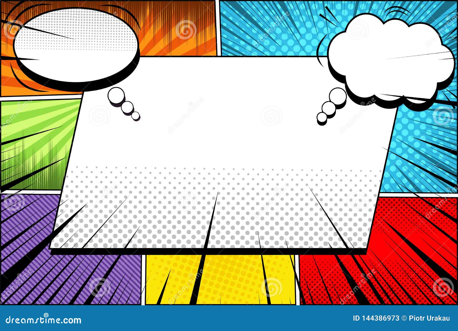 Comic page bright template stock vector. Illustration of border - 144386973