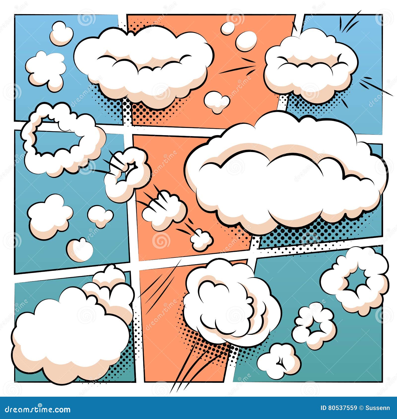 Comic Page Frame. Funny Superhero Comics Book Empty Pages With Radial ...