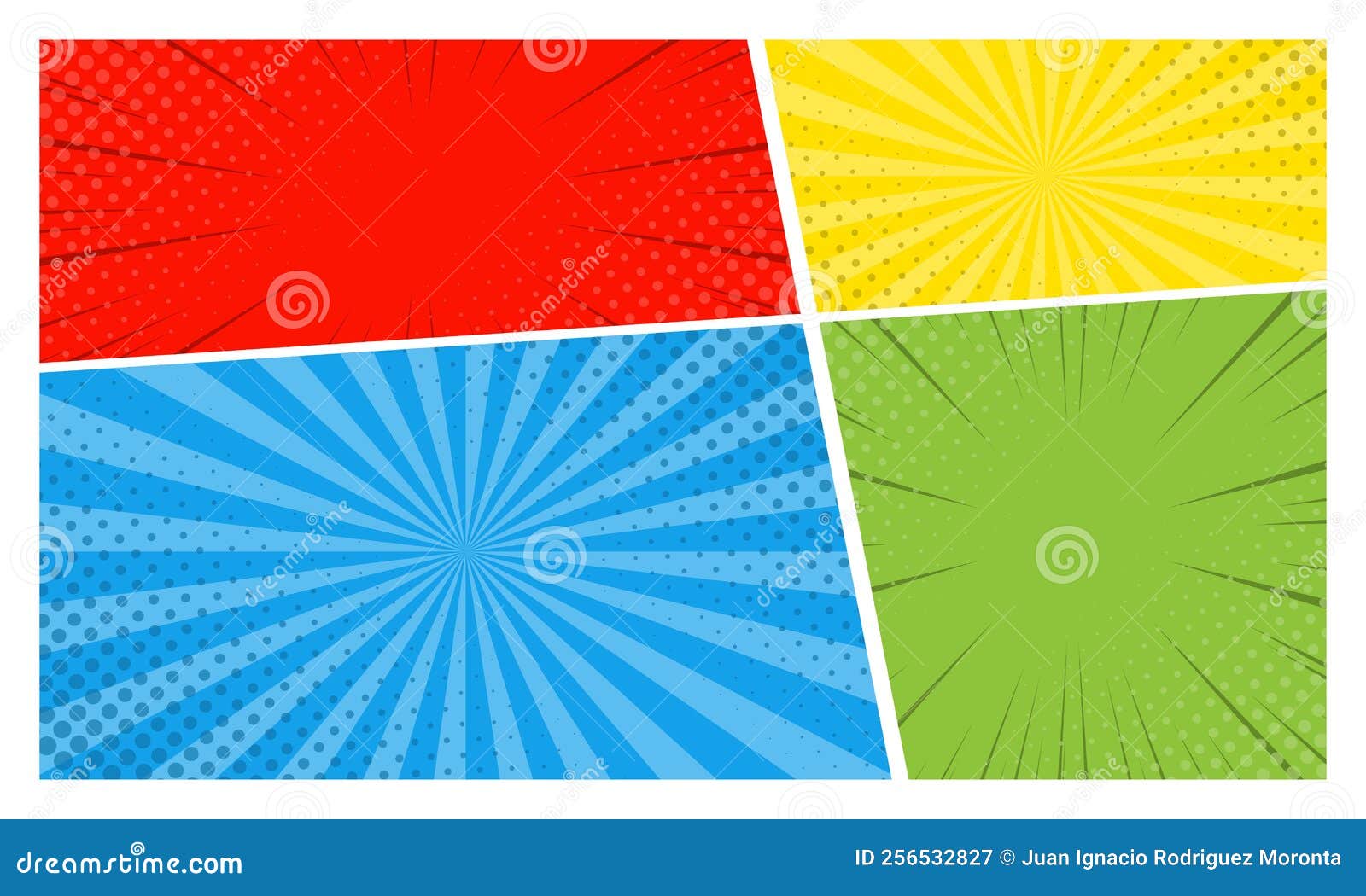 Comic Page Template with Frames with Radial and Halftone Effects Stock ...