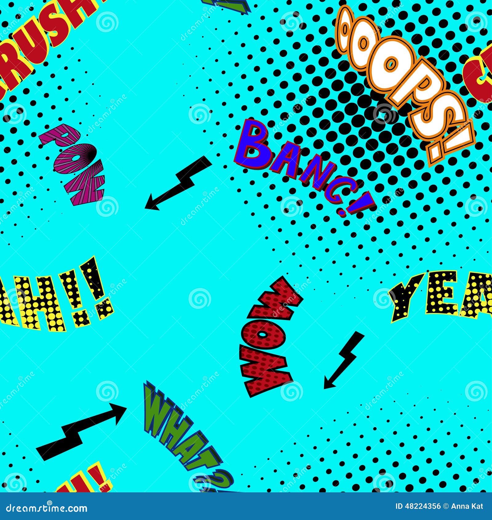 Comic Pattern stock vector. Illustration of funny, bang - 48224356