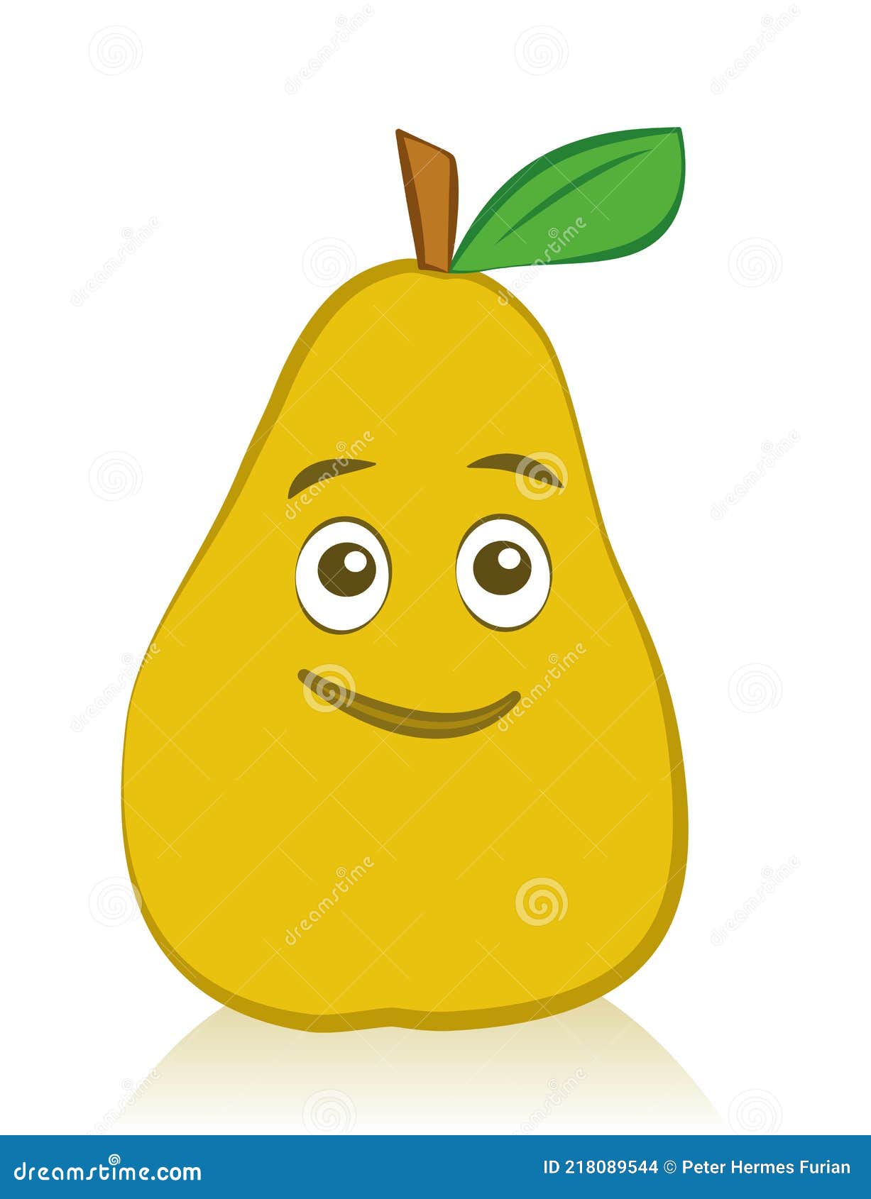 Pear Face Character In The Likeness Of Kawaii, Cute Pear Fruit ...