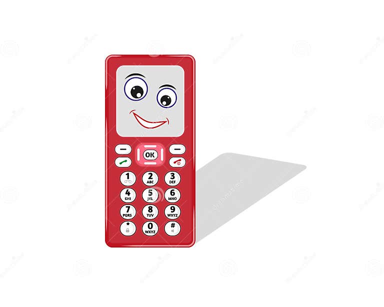 Comic Phone with Eye and Smile Stock Illustration - Illustration of ...