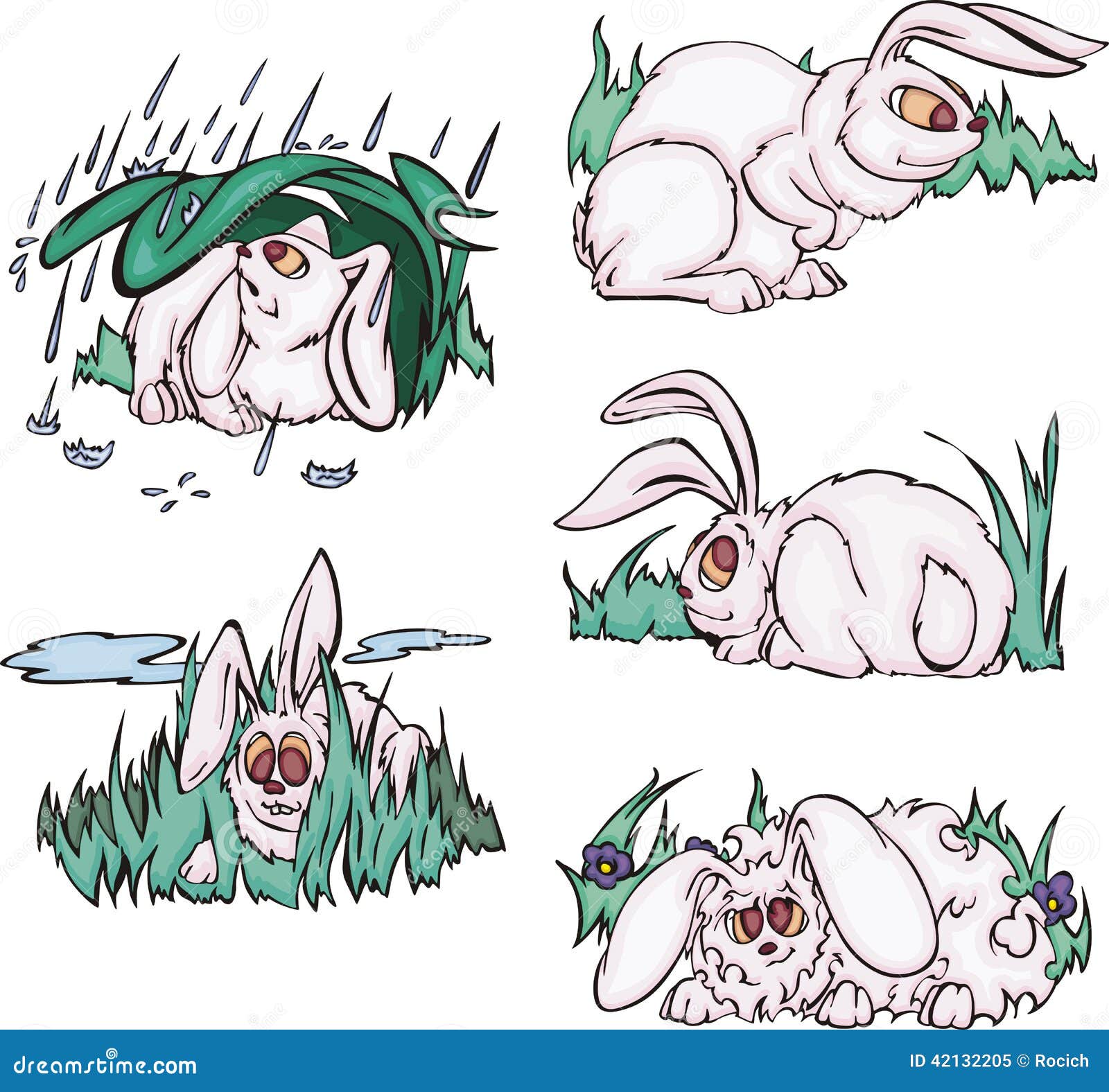 Comic pink rabbits stock vector. Illustration of mammal - 42132205