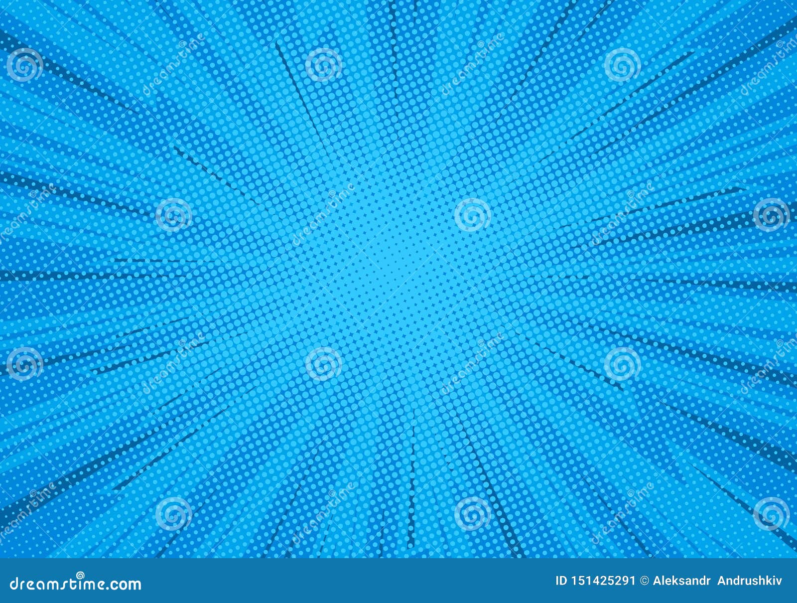 Pop Art Comic Blue And Yellow Background Lightning Blast Halftone Dots ...
