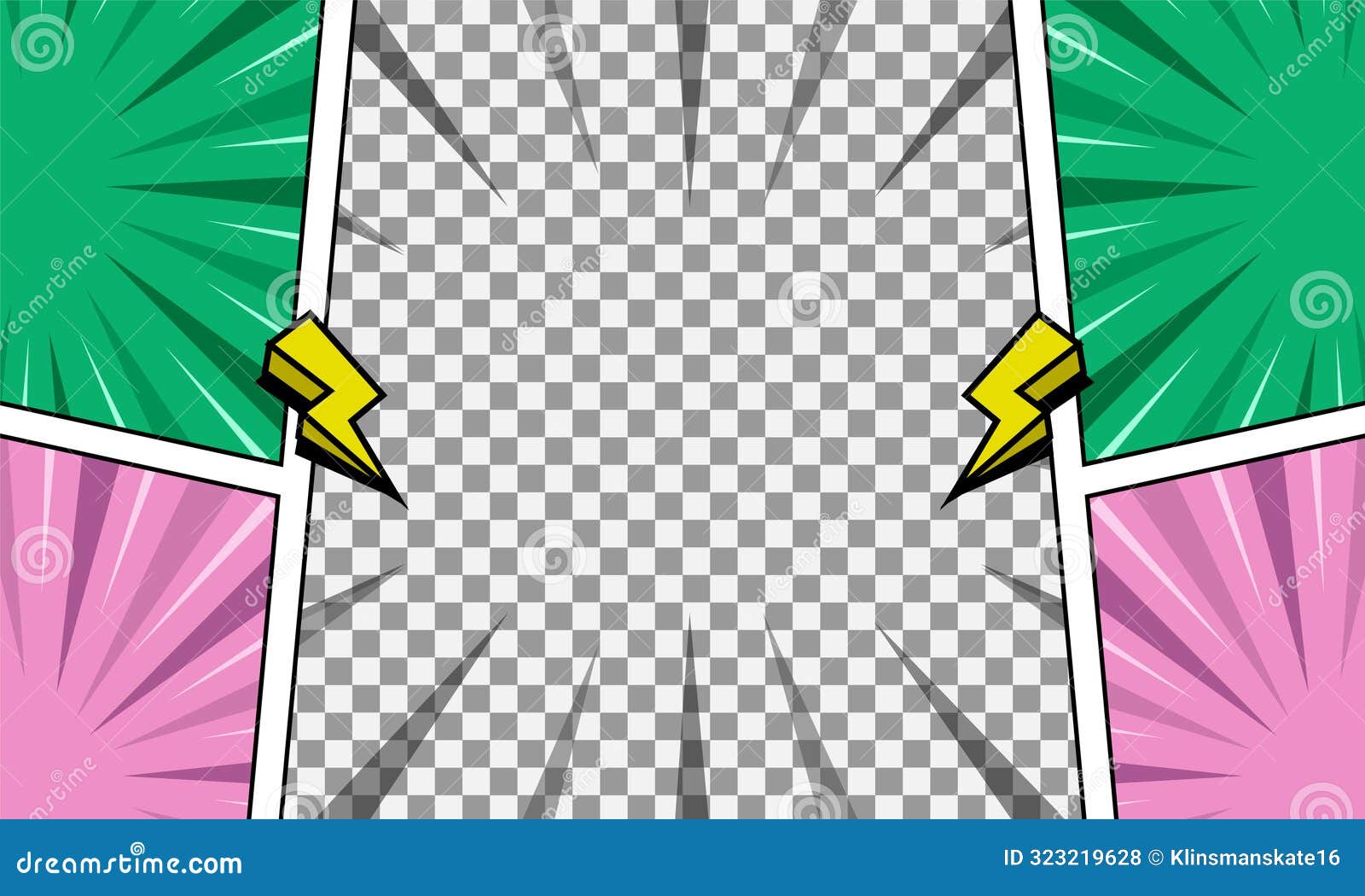 Comic Pop Art Cartoon Frame Template Design with Blank Photo Background ...