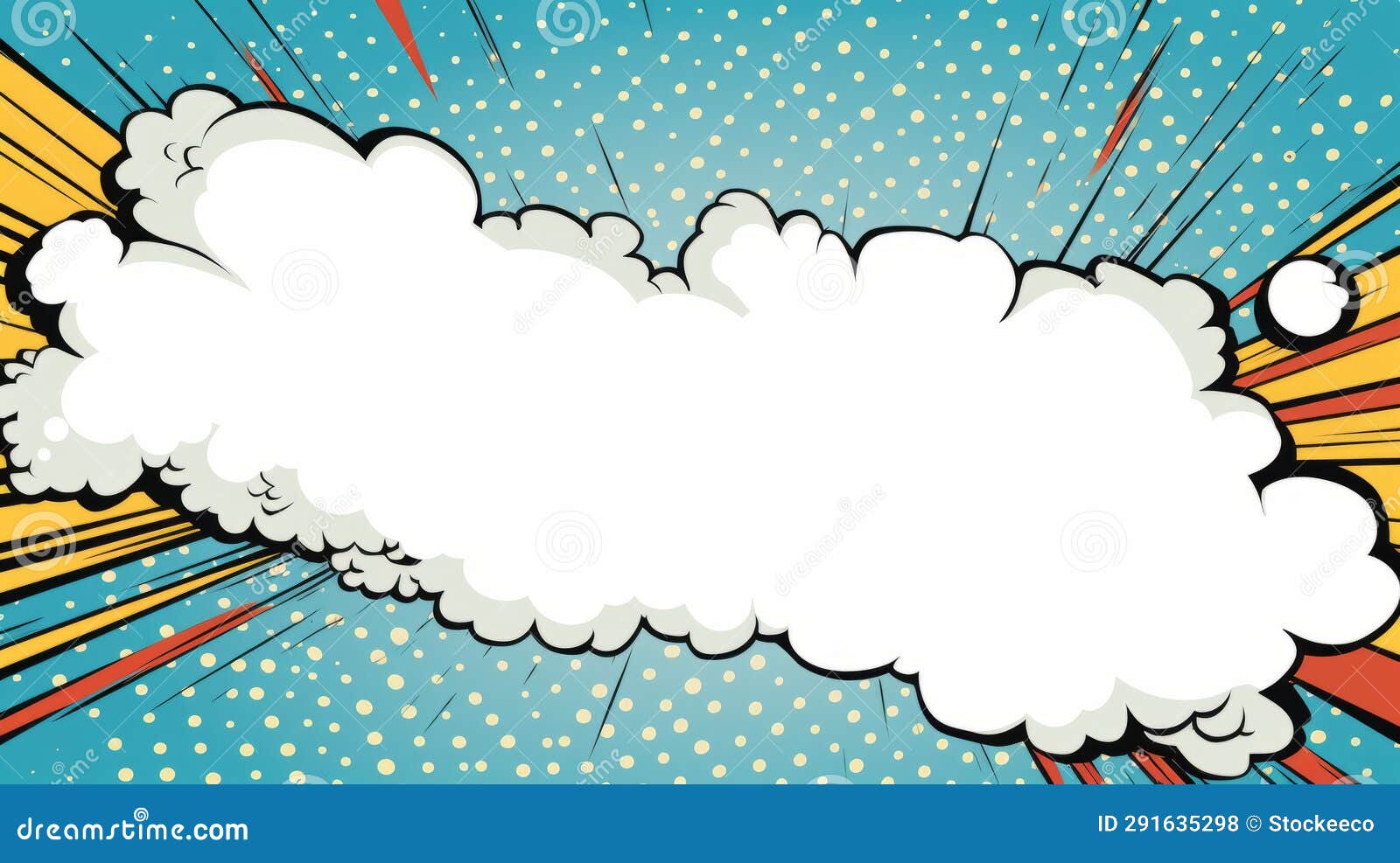 Comic Pop Art Vector Illustration with Atmospheric Clouds Stock ...