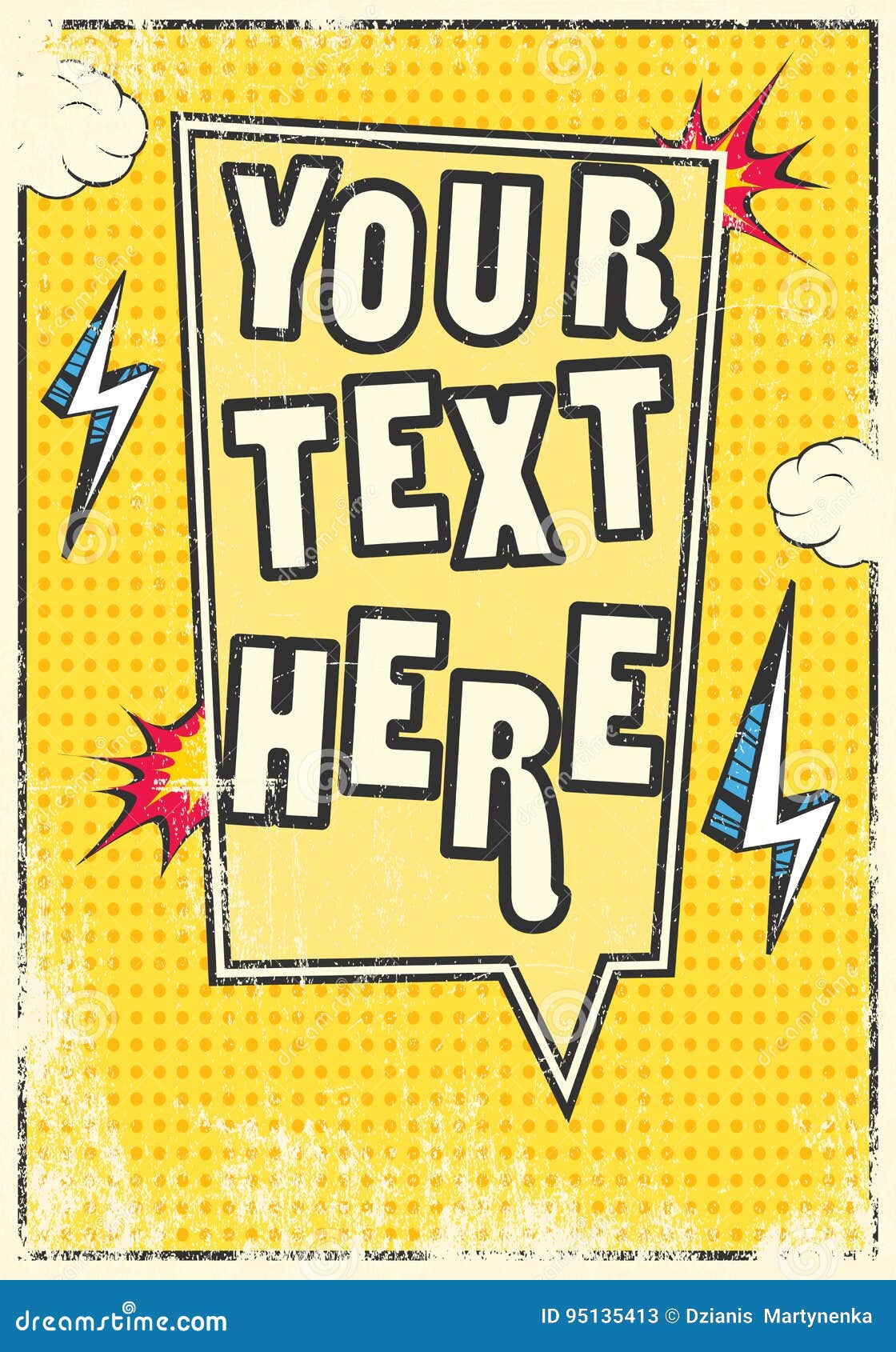 Comic Poster Template. Art Comics Book Cover, Blank Retro Magazine Card ...