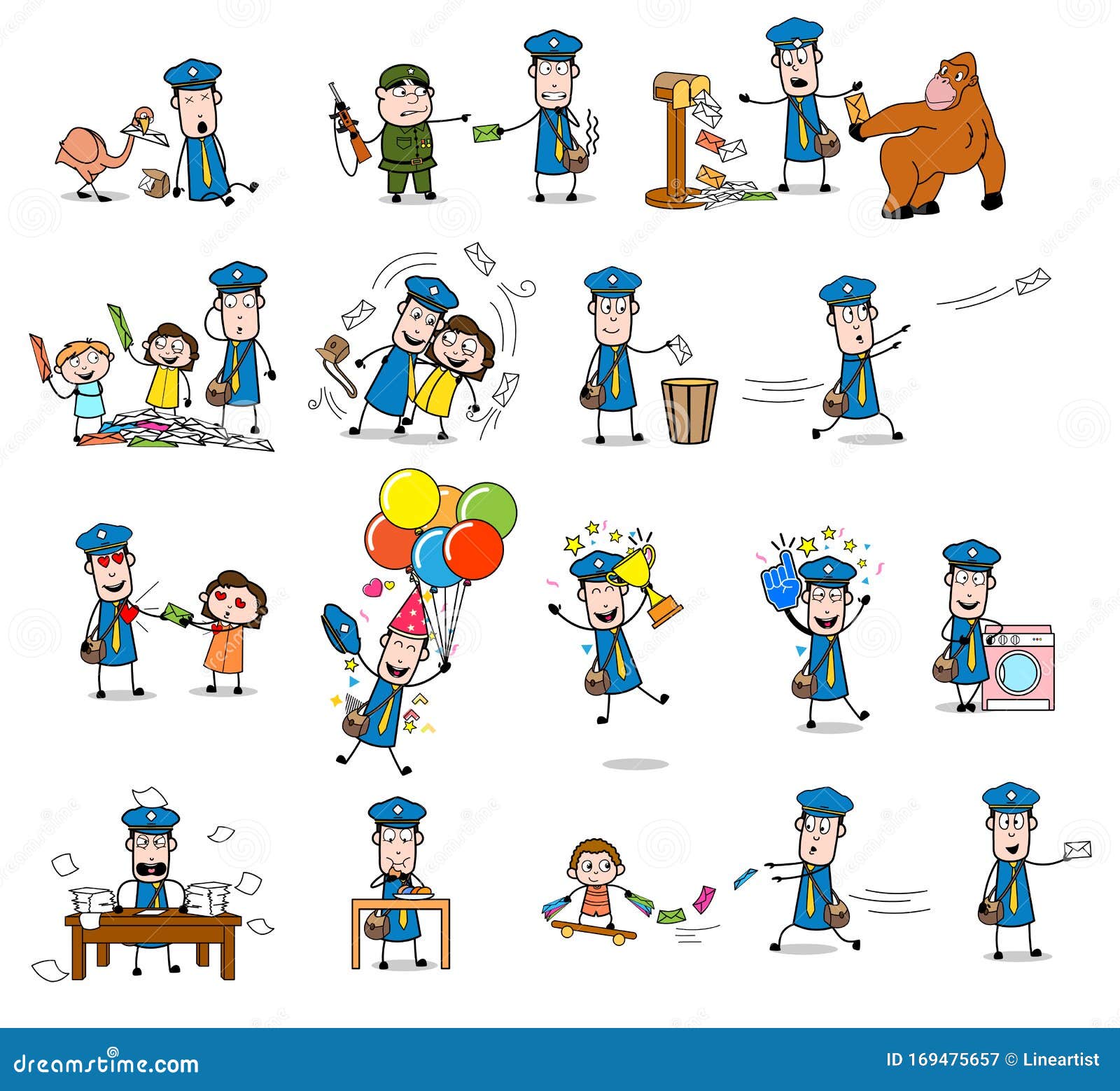 Comic Postman - Set Of Concepts Vector Illustrations | CartoonDealer ...