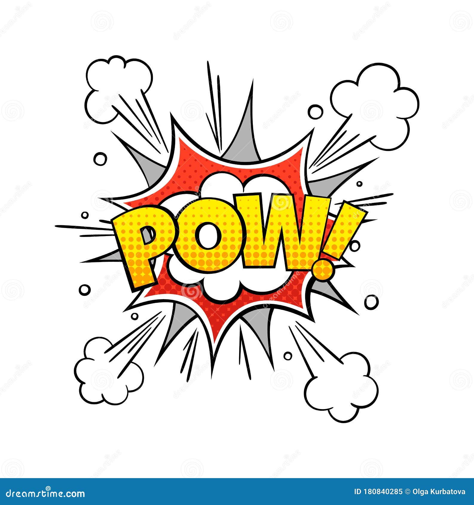 Comic Pow Word. Vintage Vector Comics Text with Exploding Cloud Pattern ...