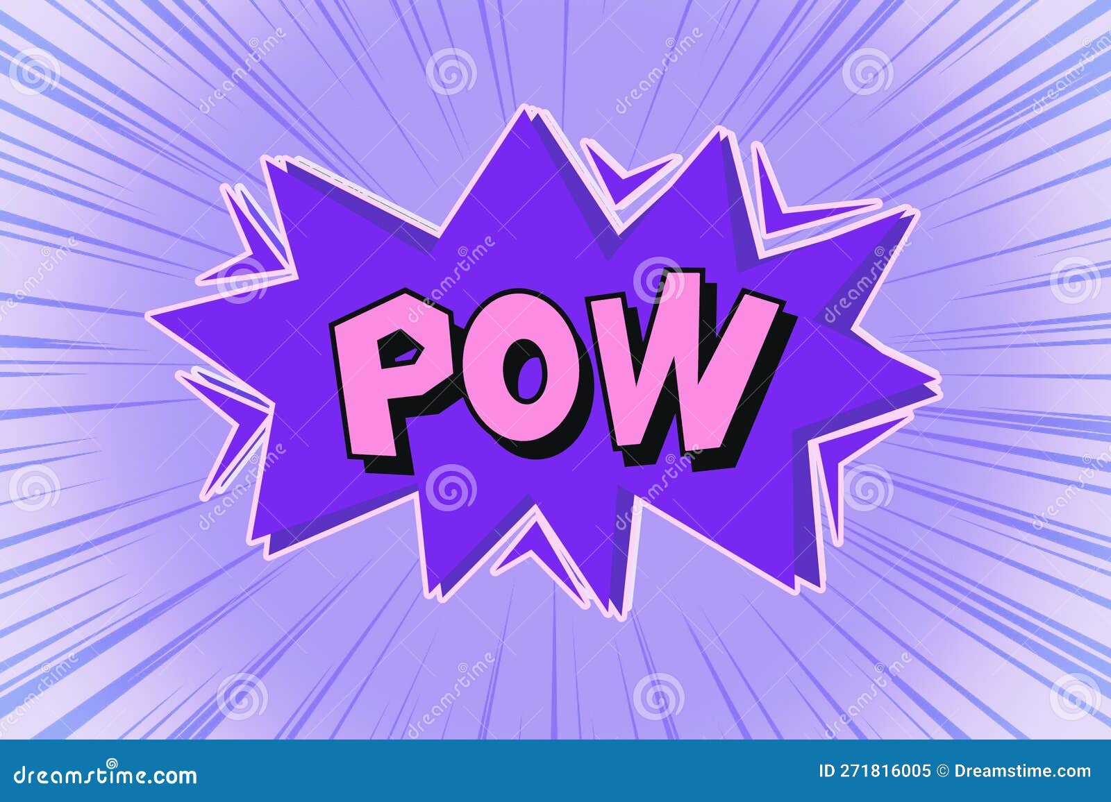 Comic Pow Wording Purple Background with Speech Bubble Rays Stock Image ...