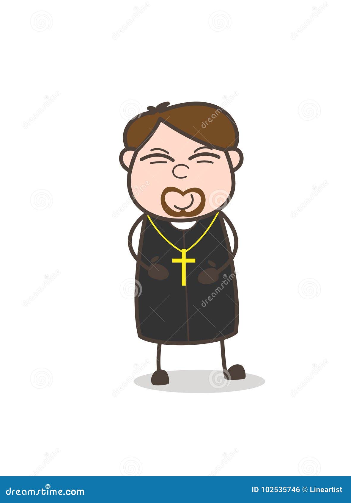 Smiling Priest Standing In Front Of Question Mark. Vector Illustration ...