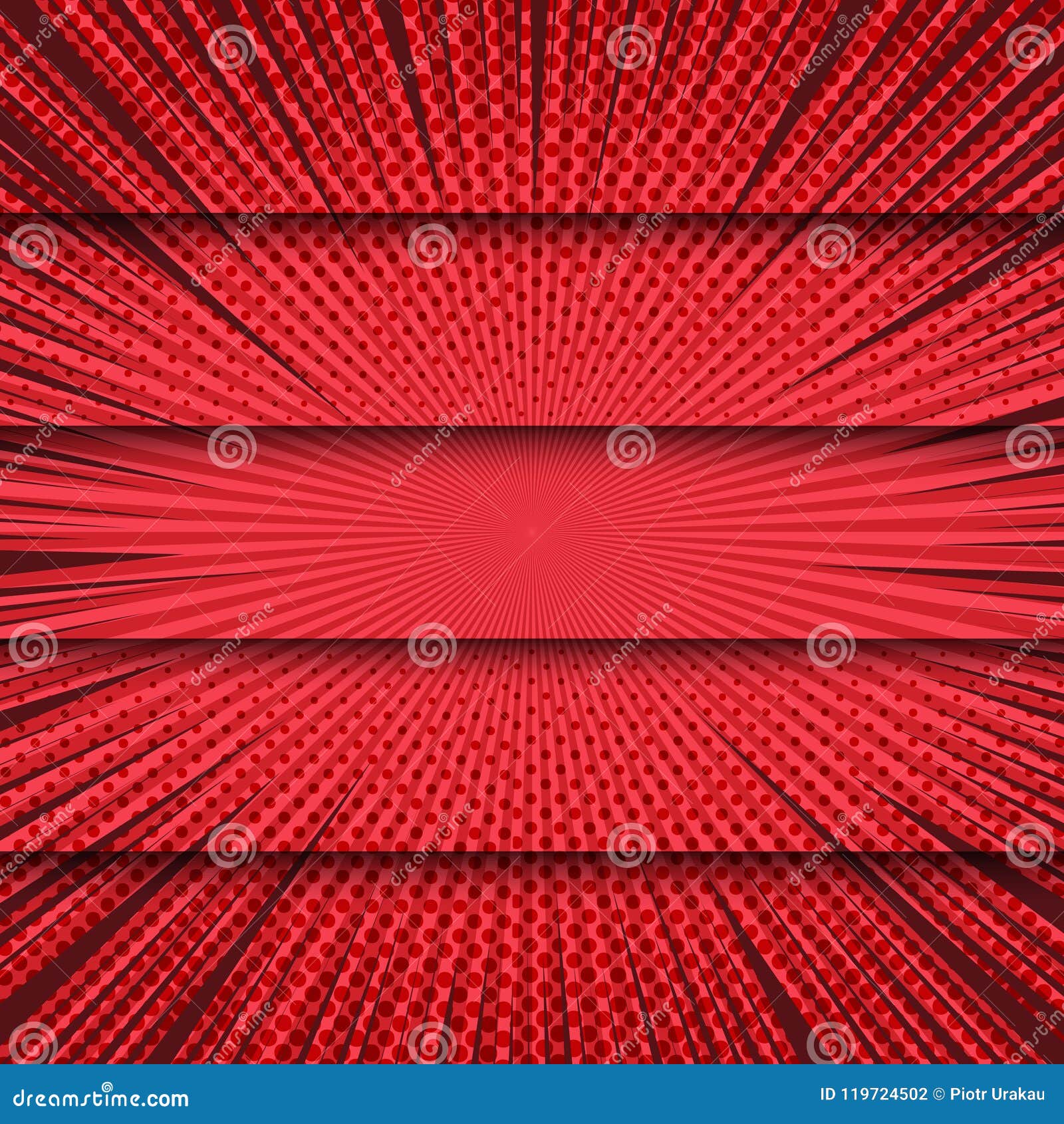 Comic Red Bright Horizontal Banners Stock Vector - Illustration of ...