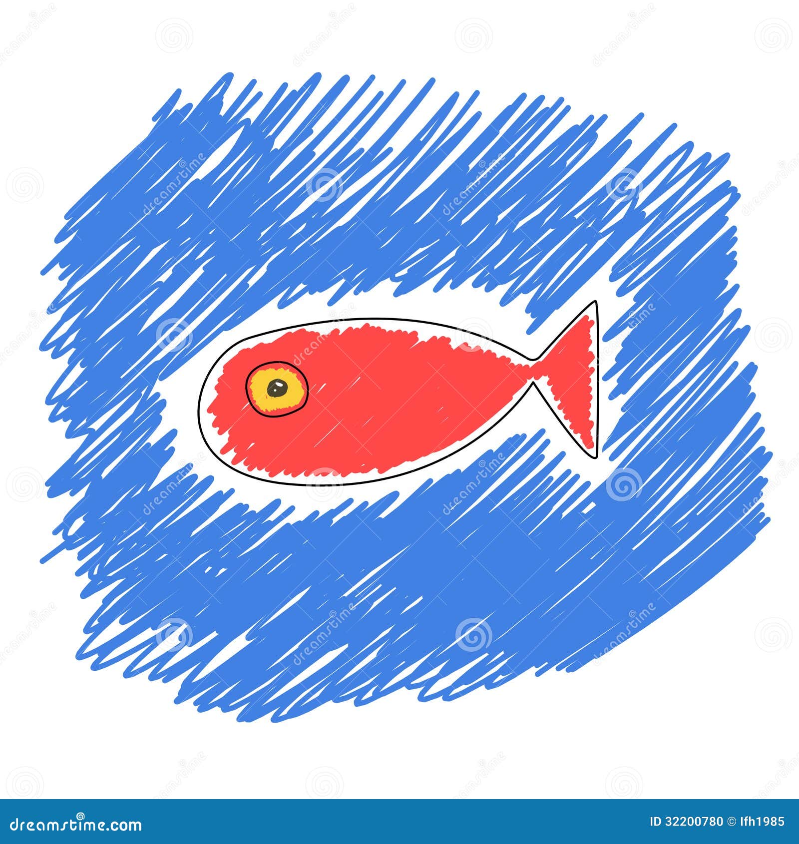 Comic red fish stock illustration. Illustration of color - 32200780