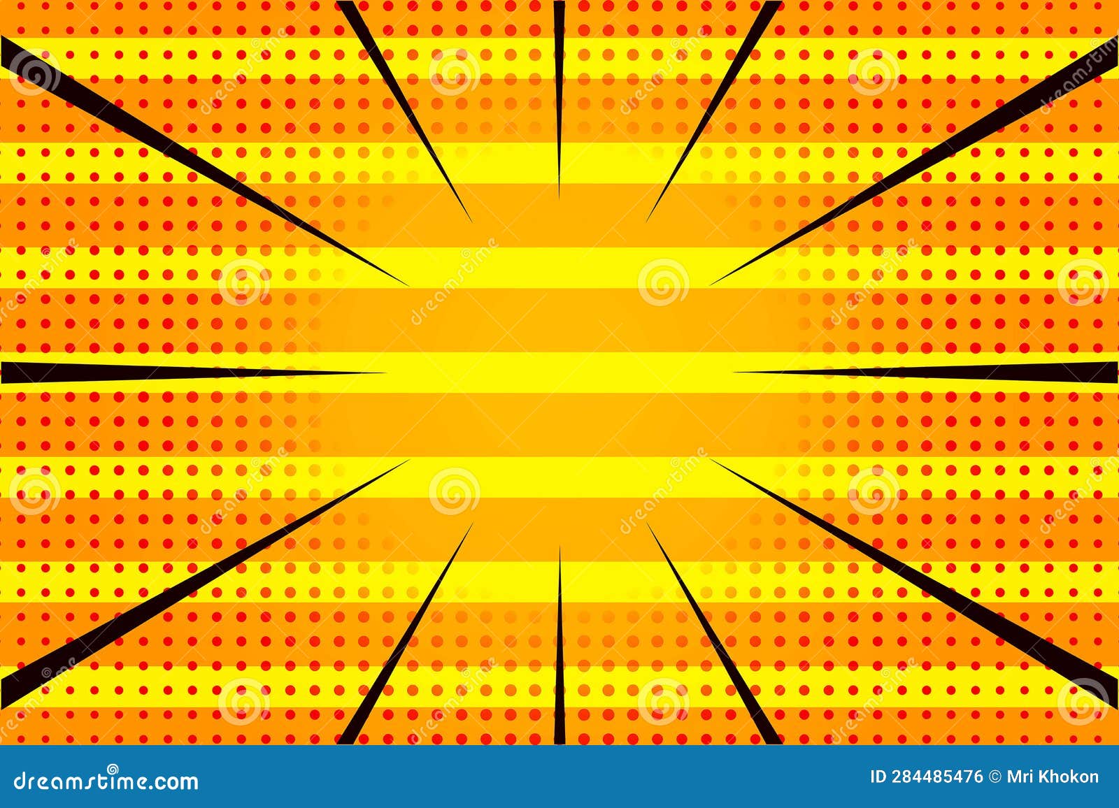 Comic Retro Style Background with Speed Line Effects and Halftone Stock ...