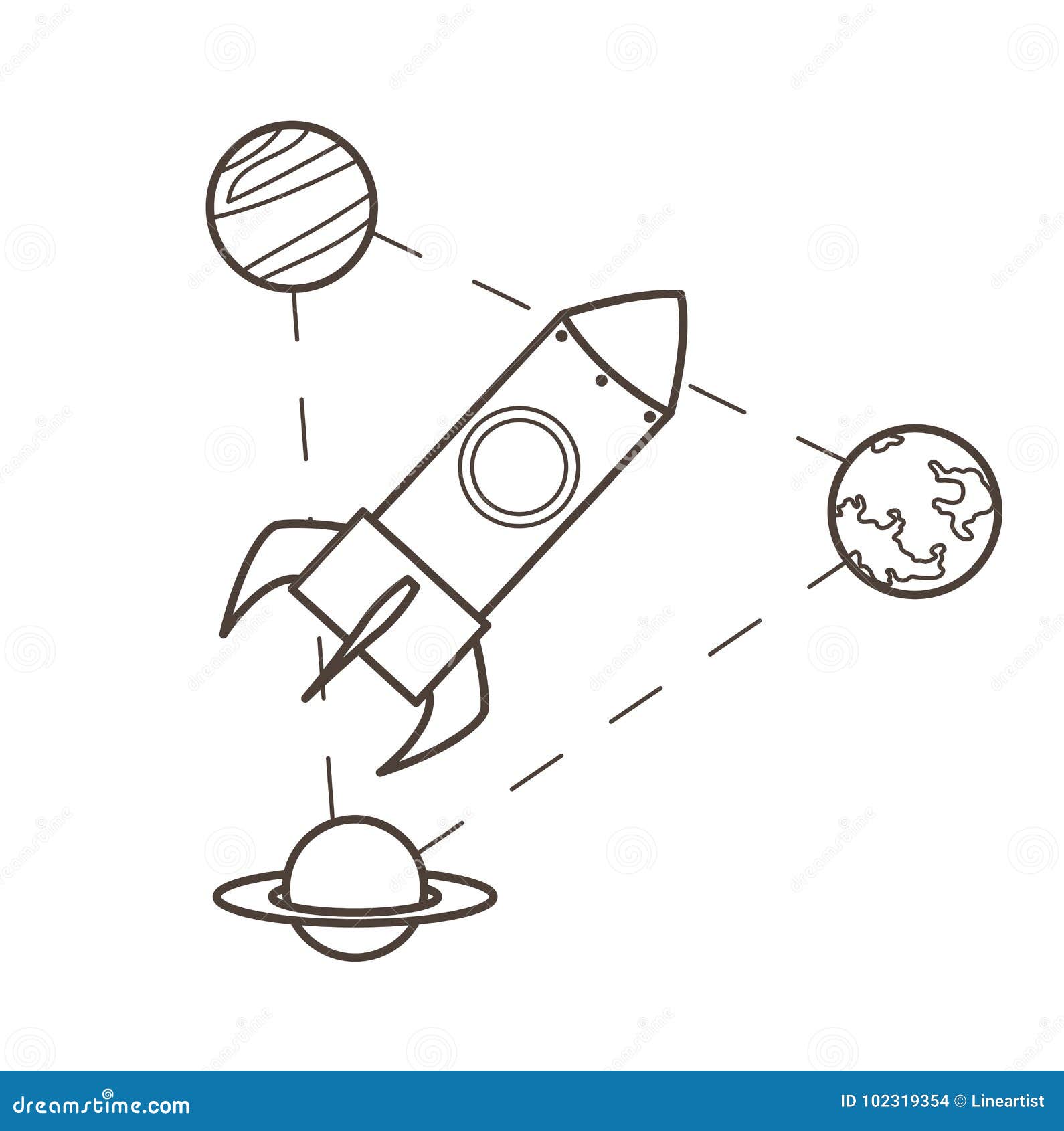 Comic Rocket Ship / Illustration Of A Cartoon Retro Iron Spaceship ...