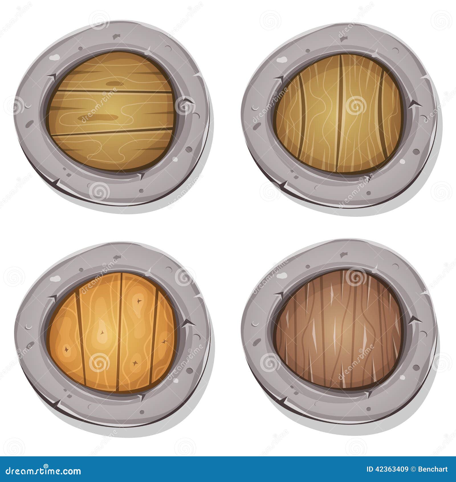 Comic Rounded Wood Viking Shields Cartoon Vector | CartoonDealer.com ...