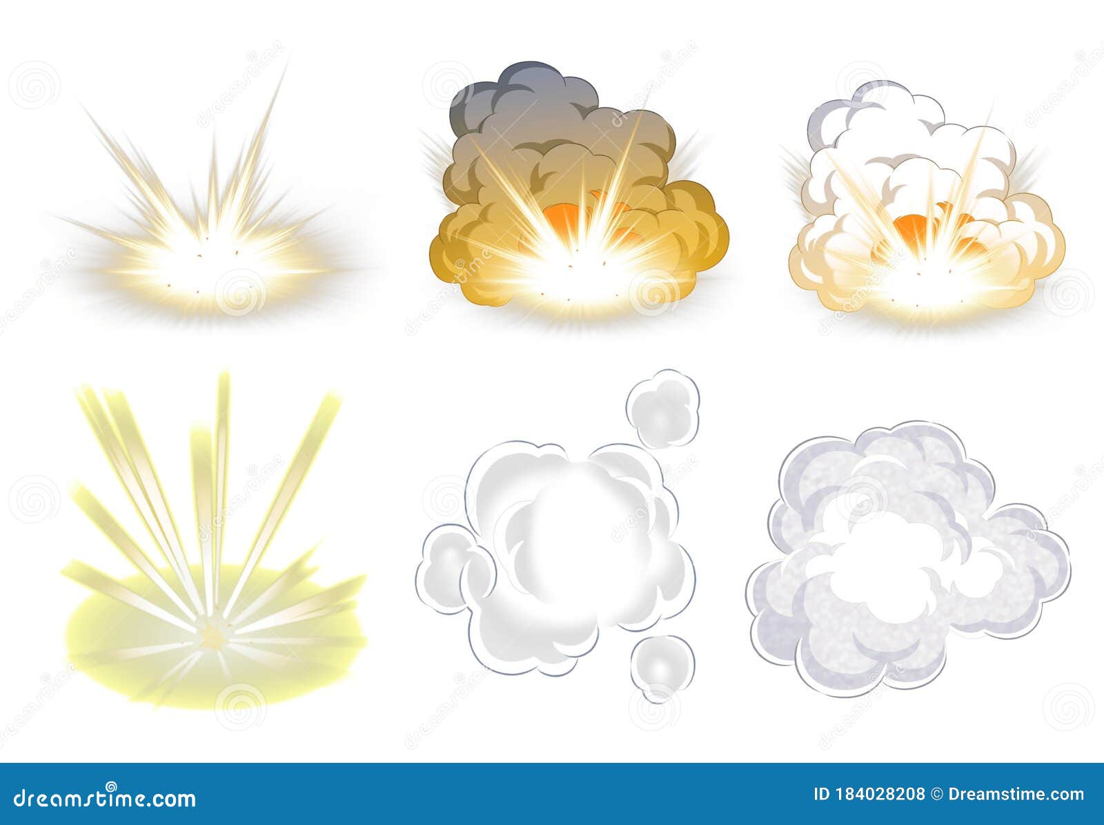 Comic Set of Smoke and Explosion Stock Illustration - Illustration of ...