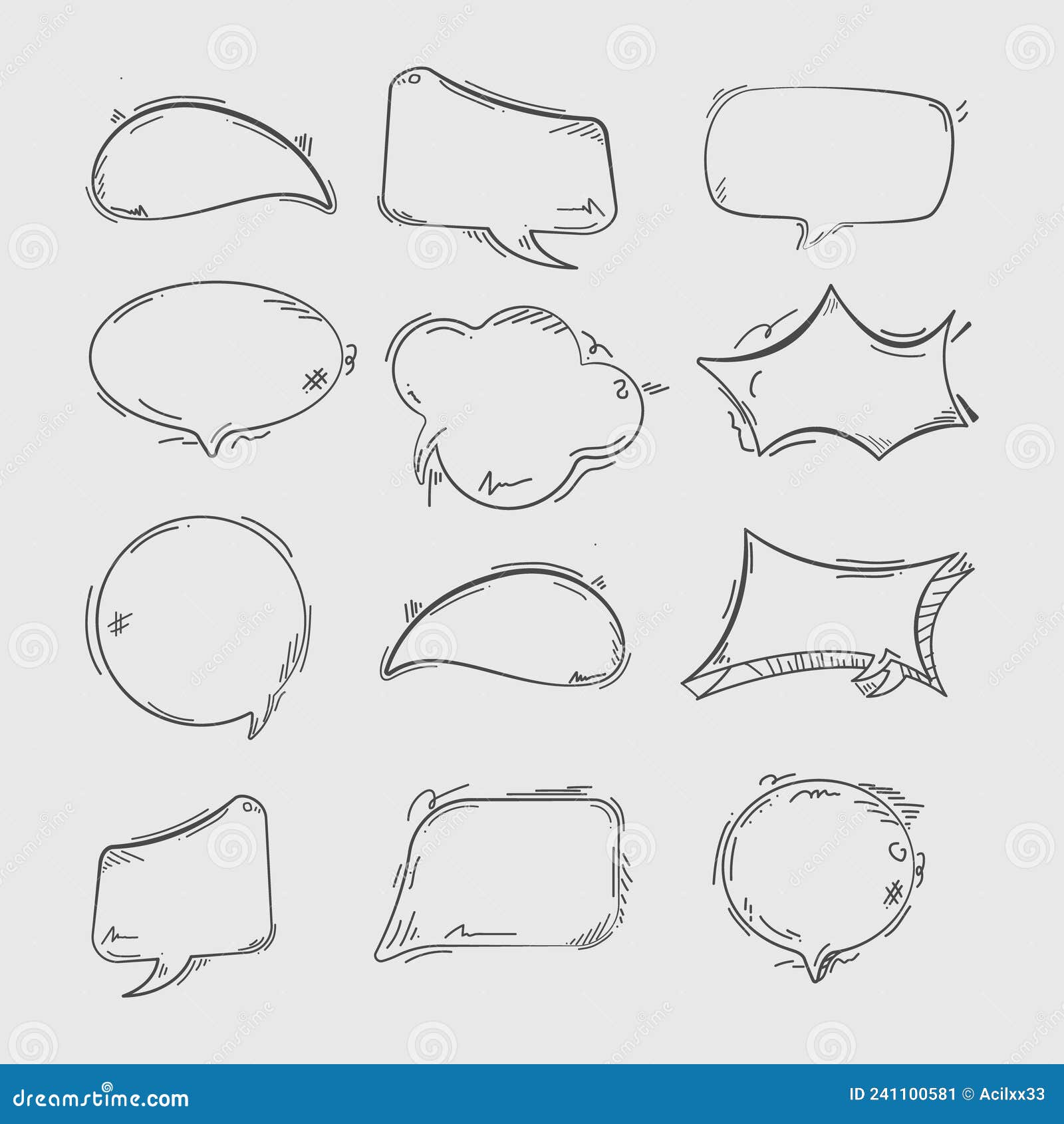 Comic Shape Bubble Handrawn Collection Vector Drawing | CartoonDealer ...