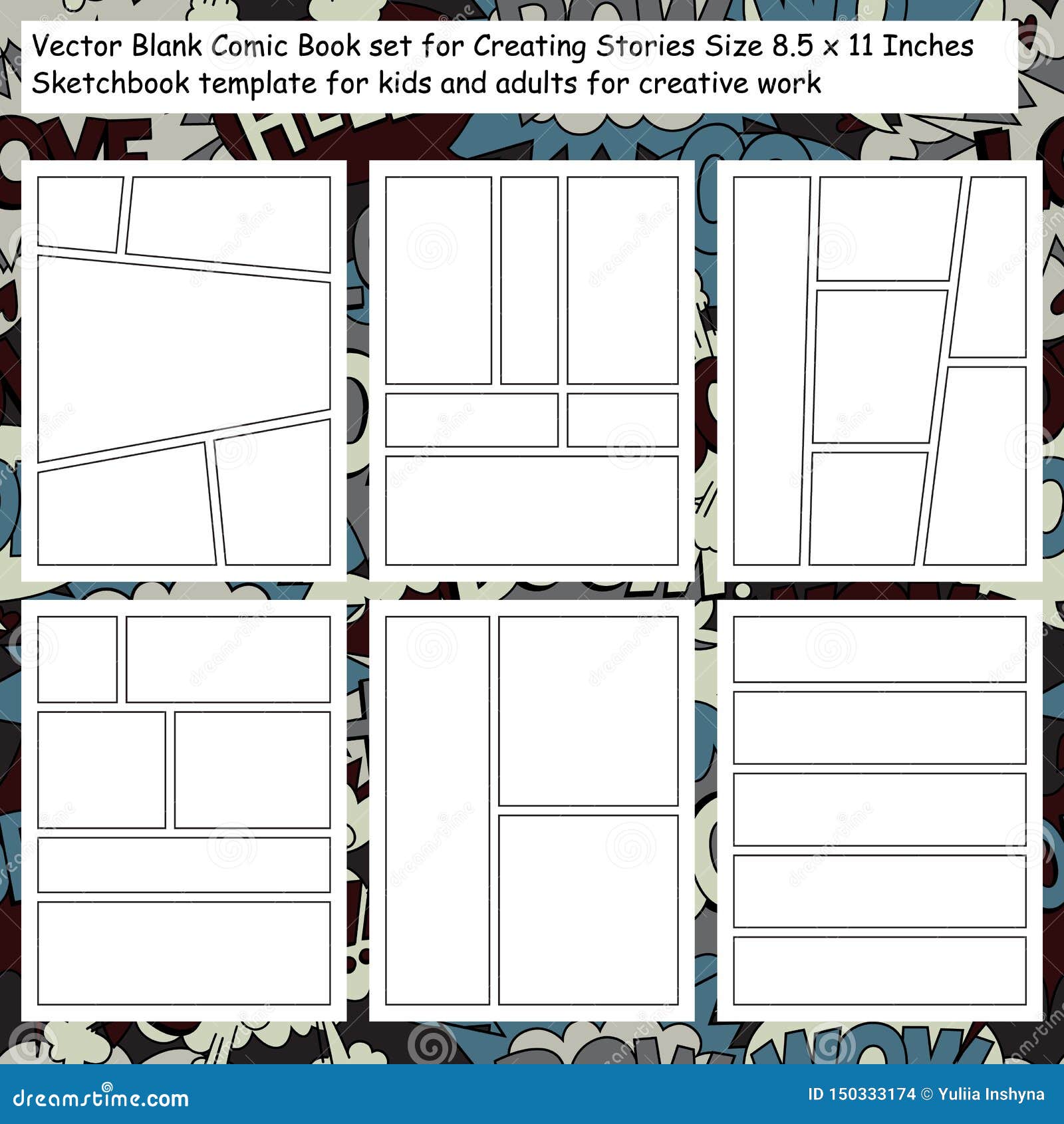 Comic sketchbook pages stock vector. Illustration of episode - 150333174