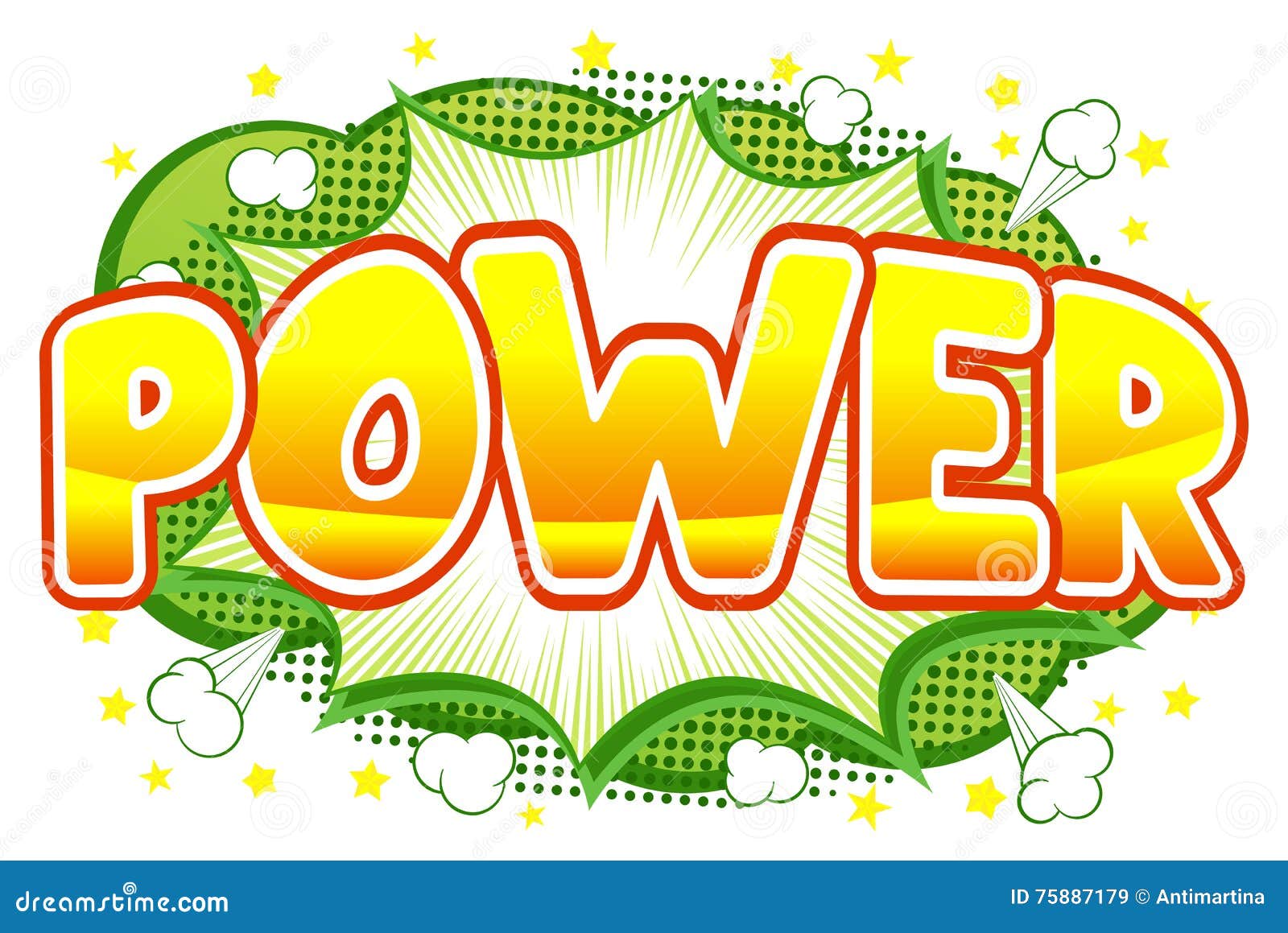 Comic sound effect power stock vector. Illustration of cloud - 75887179