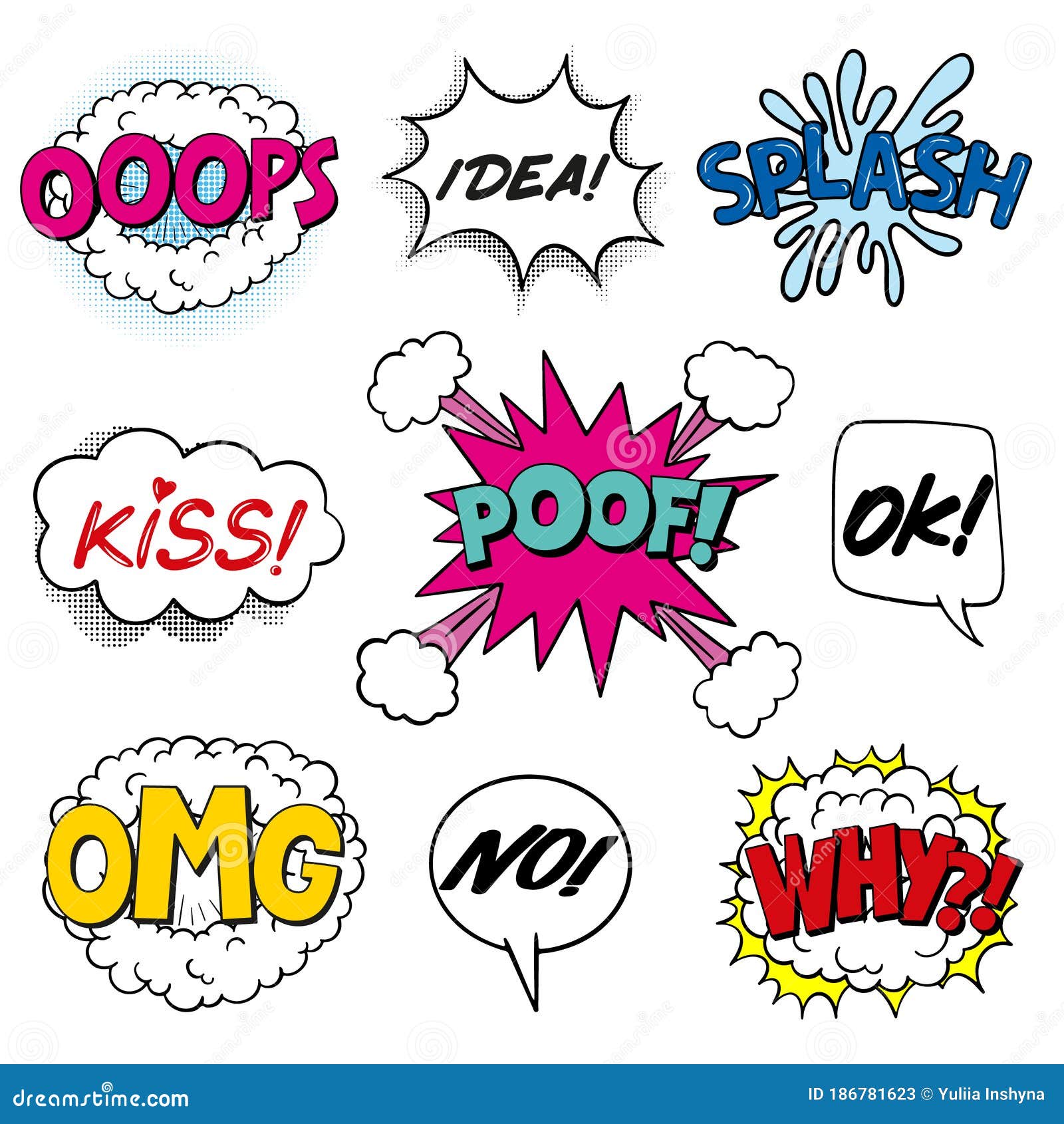 Comic Sound Effects stock vector. Illustration of idea - 186781623