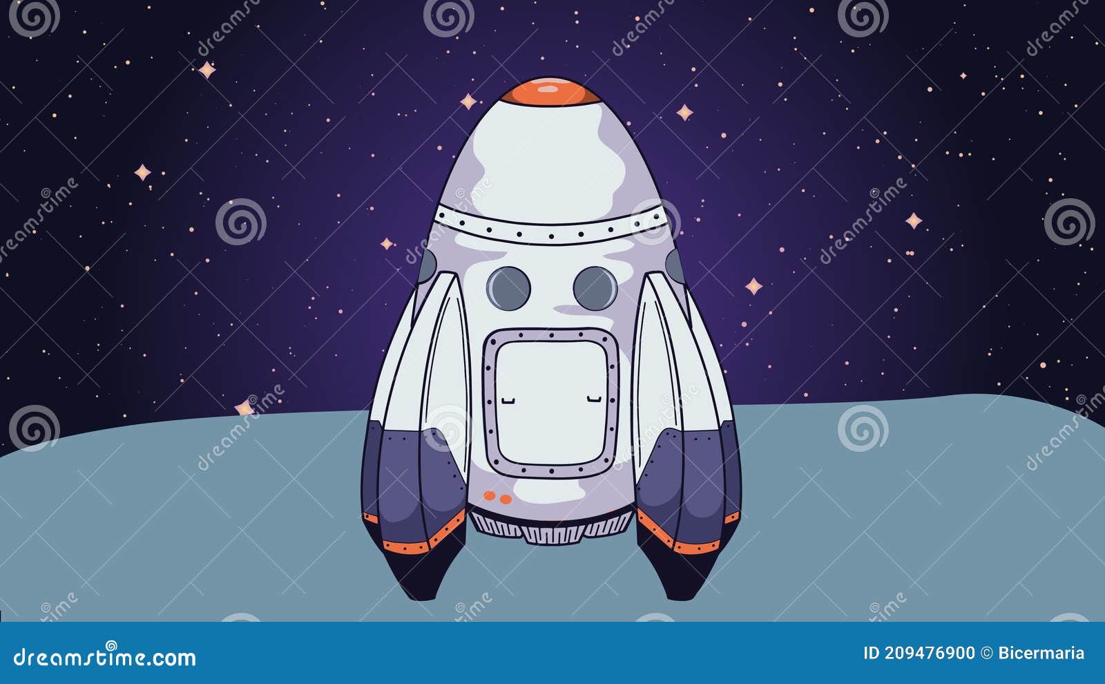 Comic Space Background with Comic Spaceship Illustration. Stock ...