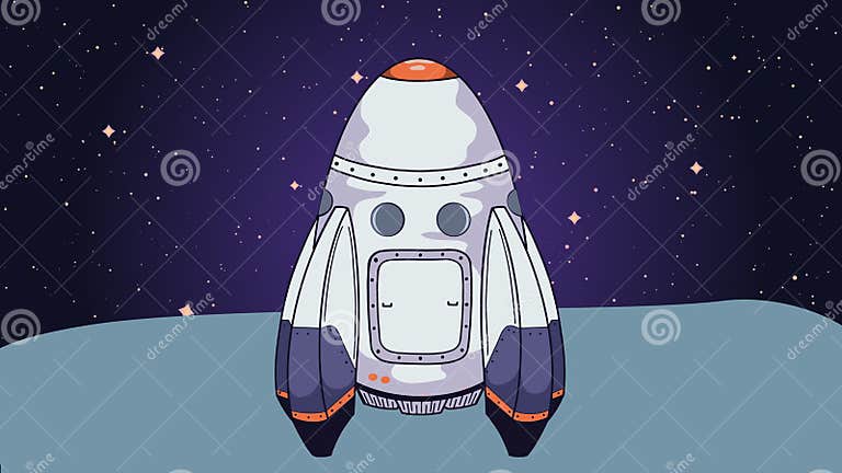 Comic Space Background with Comic Spaceship Illustration. Stock ...