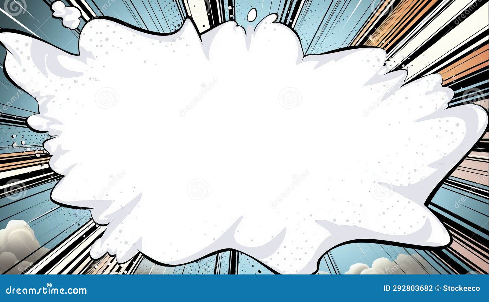 Comic Speech Bubble on Cloud Background - Bryan Hitch Style Stock ...