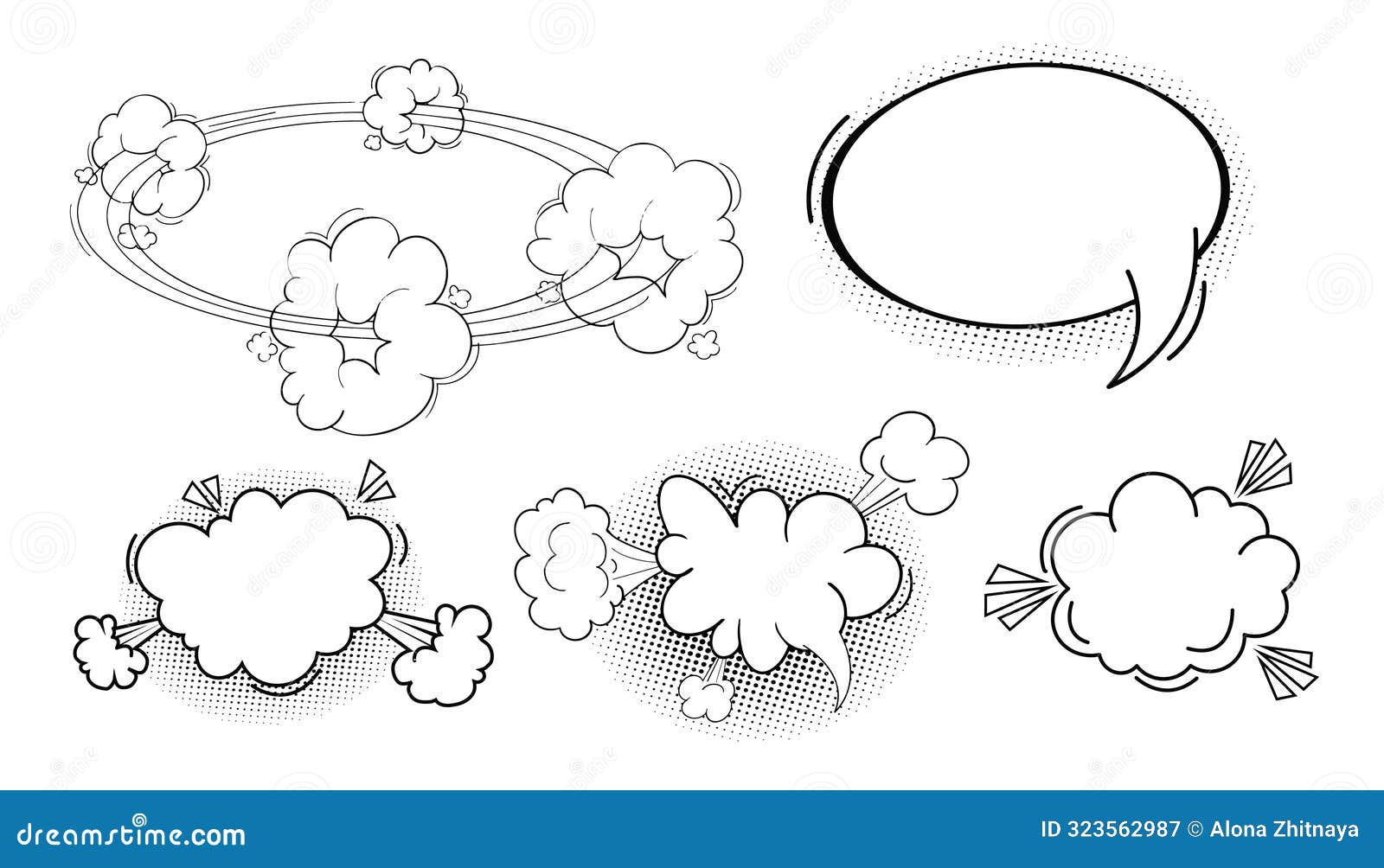 Comic Speech Bubble Cloud with Halftone, Empty Frame for Text, Boom or ...