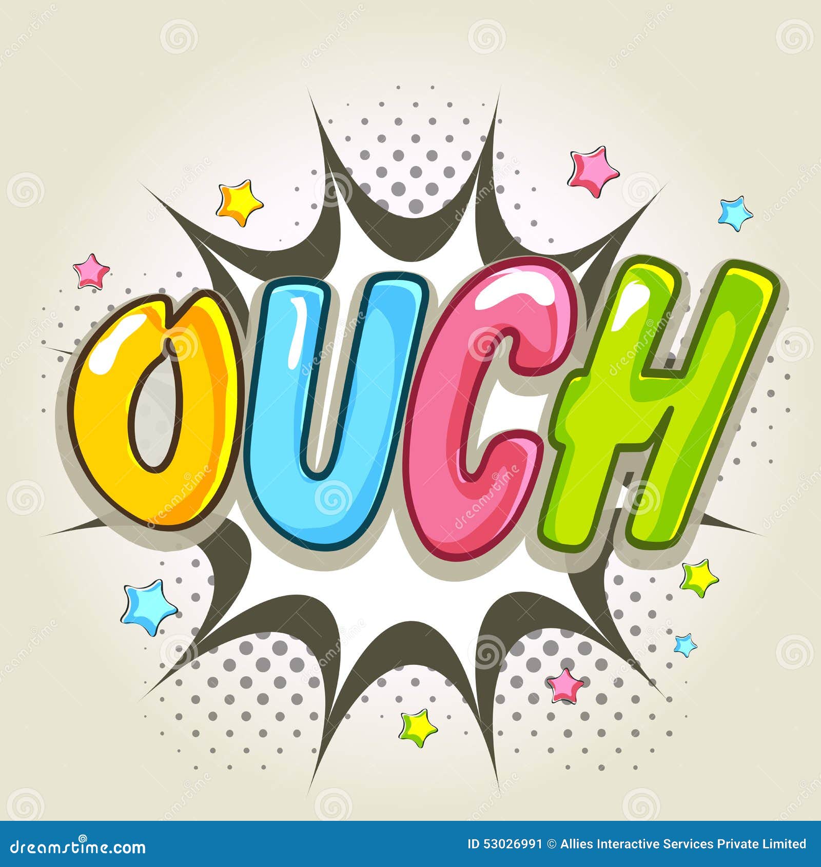 Comic Speech Bubble with Colorful Text Ouch. Stock Illustration ...