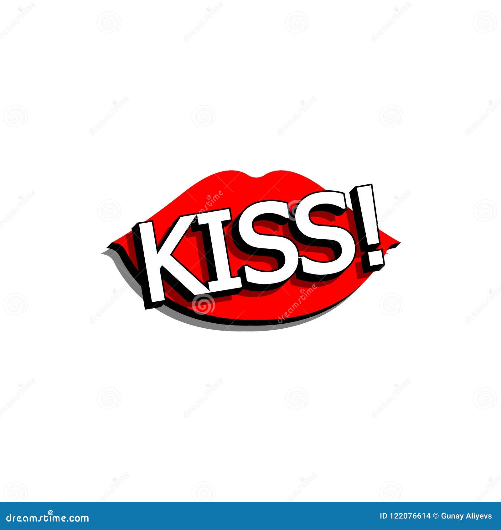 Comic Speech Bubble with Expression Text Kiss. Vector Bright Dynamic ...