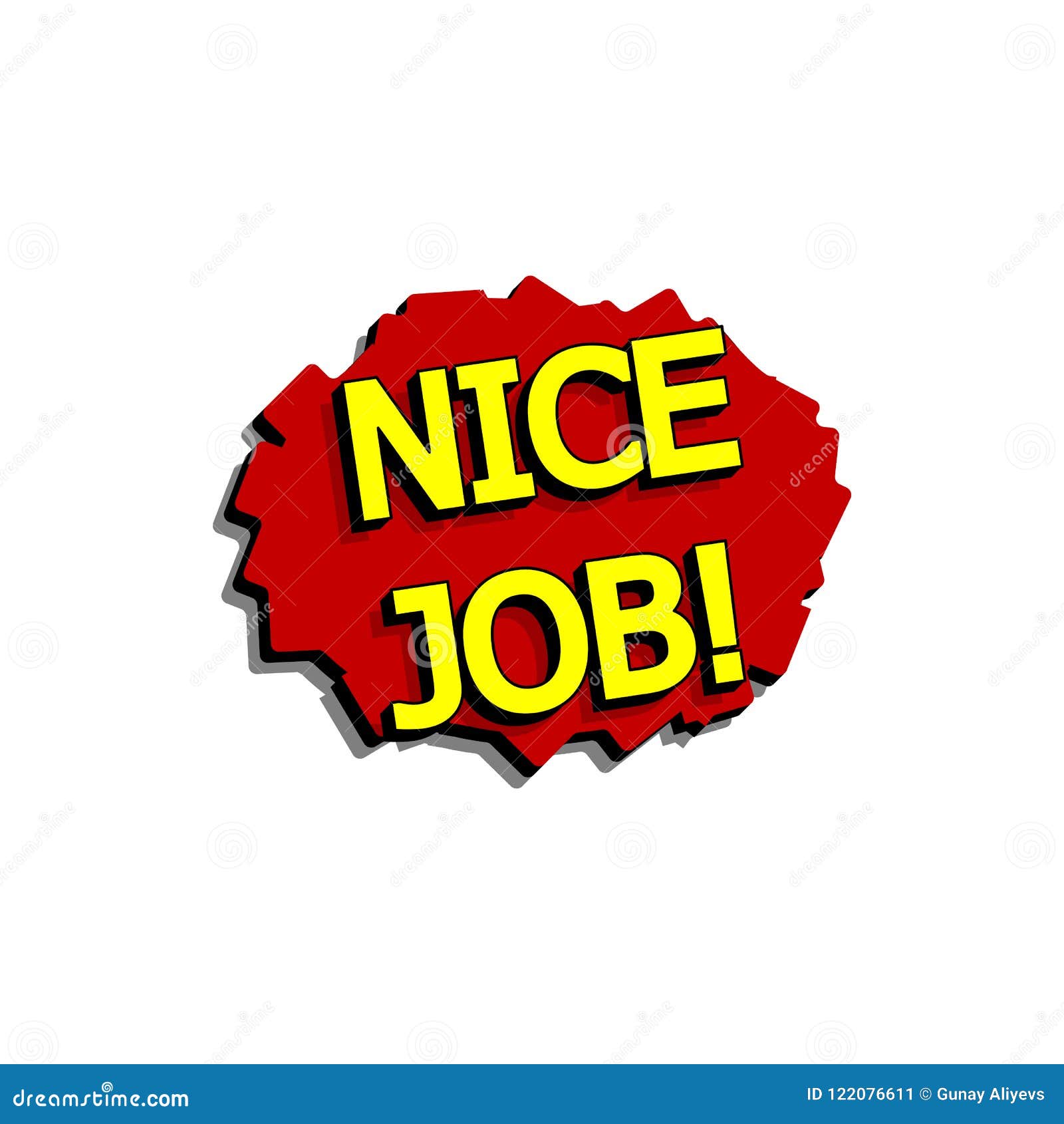 Comic Speech Bubble with Expression Text Nice Job. Vector Bright ...