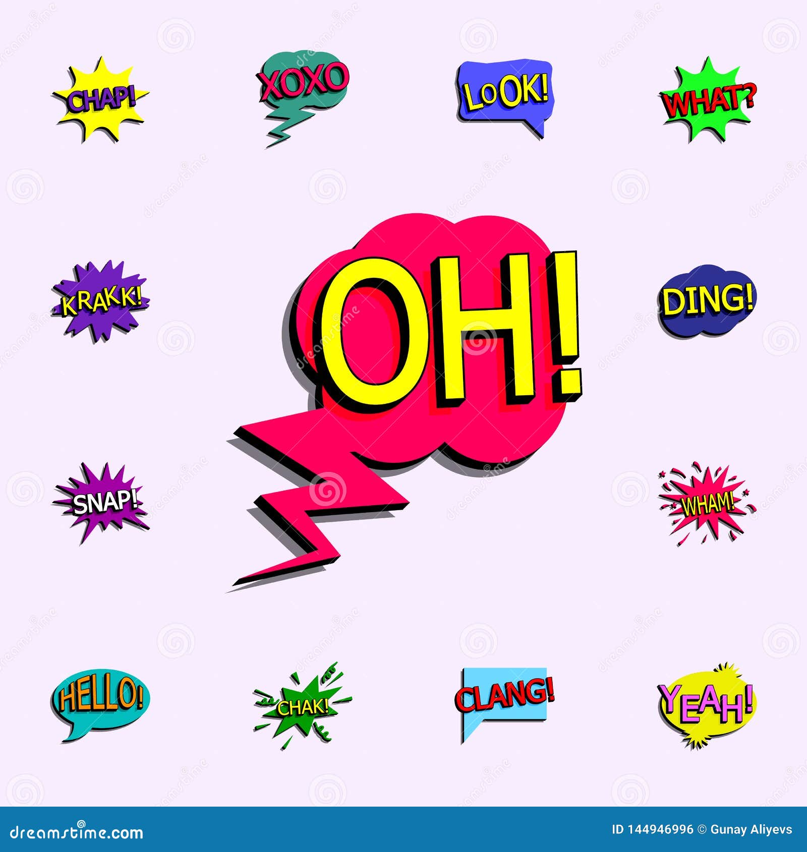 Comic Speech Bubble with Expression Text Oh Icon. Comic Icons Universal ...