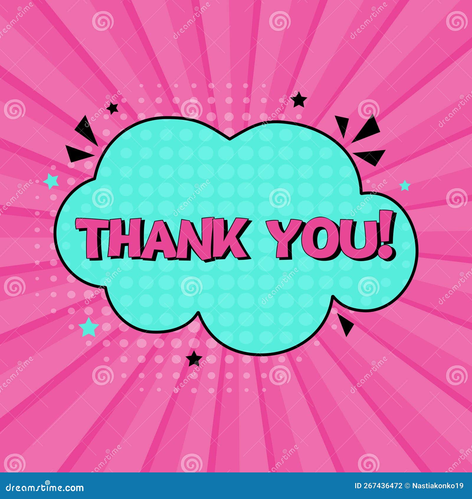 Comic Speech Bubble with Expression Text Thank You. Vector Bright ...