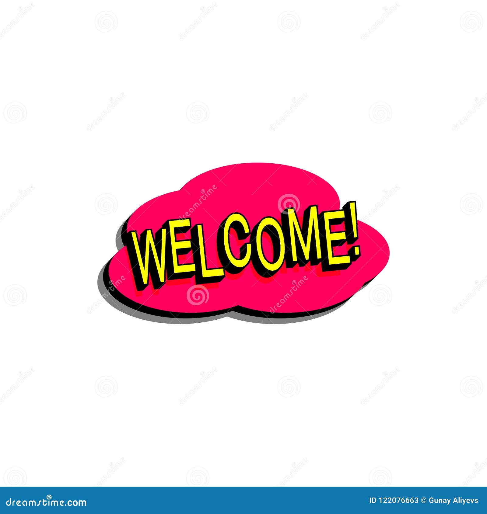 Comic Speech Bubble with Expression Text Welcome. Vector Bright Dynamic ...