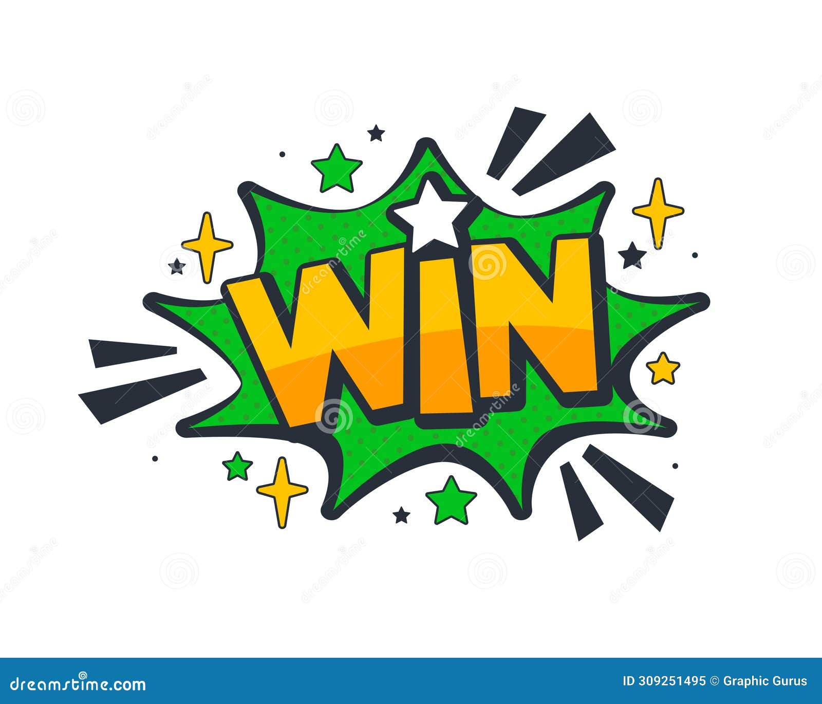 Comic Speech Bubble with Expression Text Win. Retro Pop Art Style Stock ...