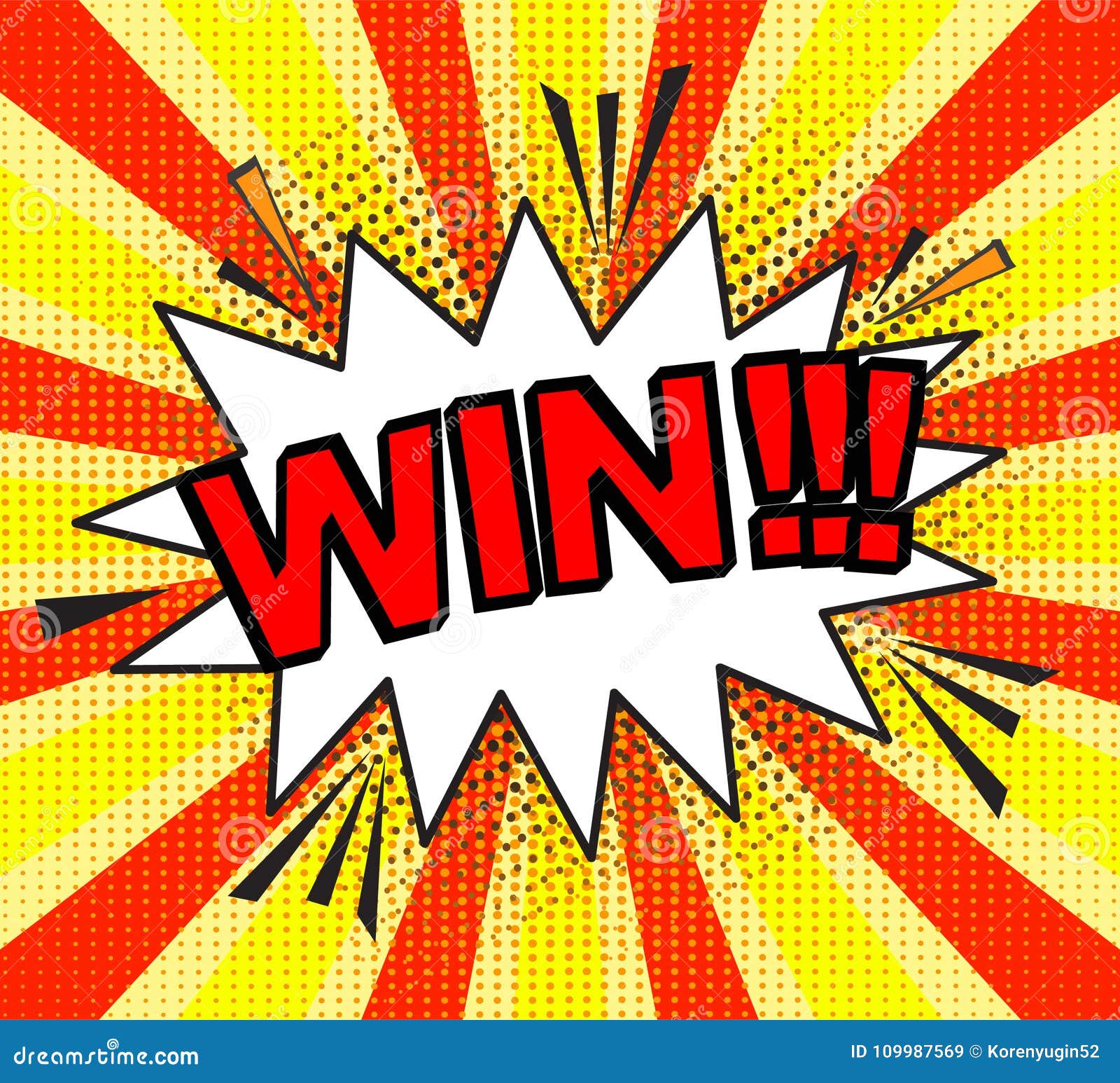 Comic Speech Bubble with Expression Text Win! Vector Bright Dynamic ...