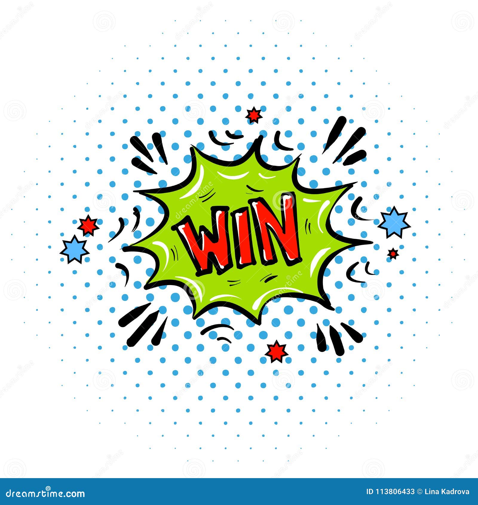 Comic Speech Bubble with Expression Text Win Vector Bright Dynamic ...