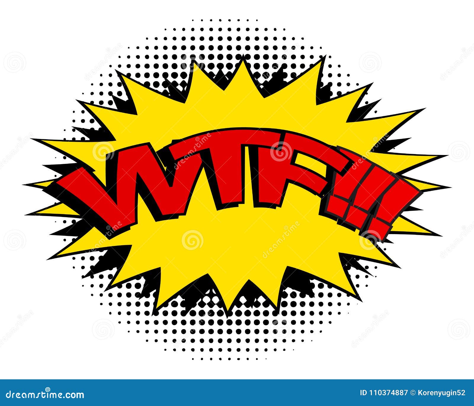 Comic Speech Bubble with Expression Text WTF, Stars and Clouds. Stock ...