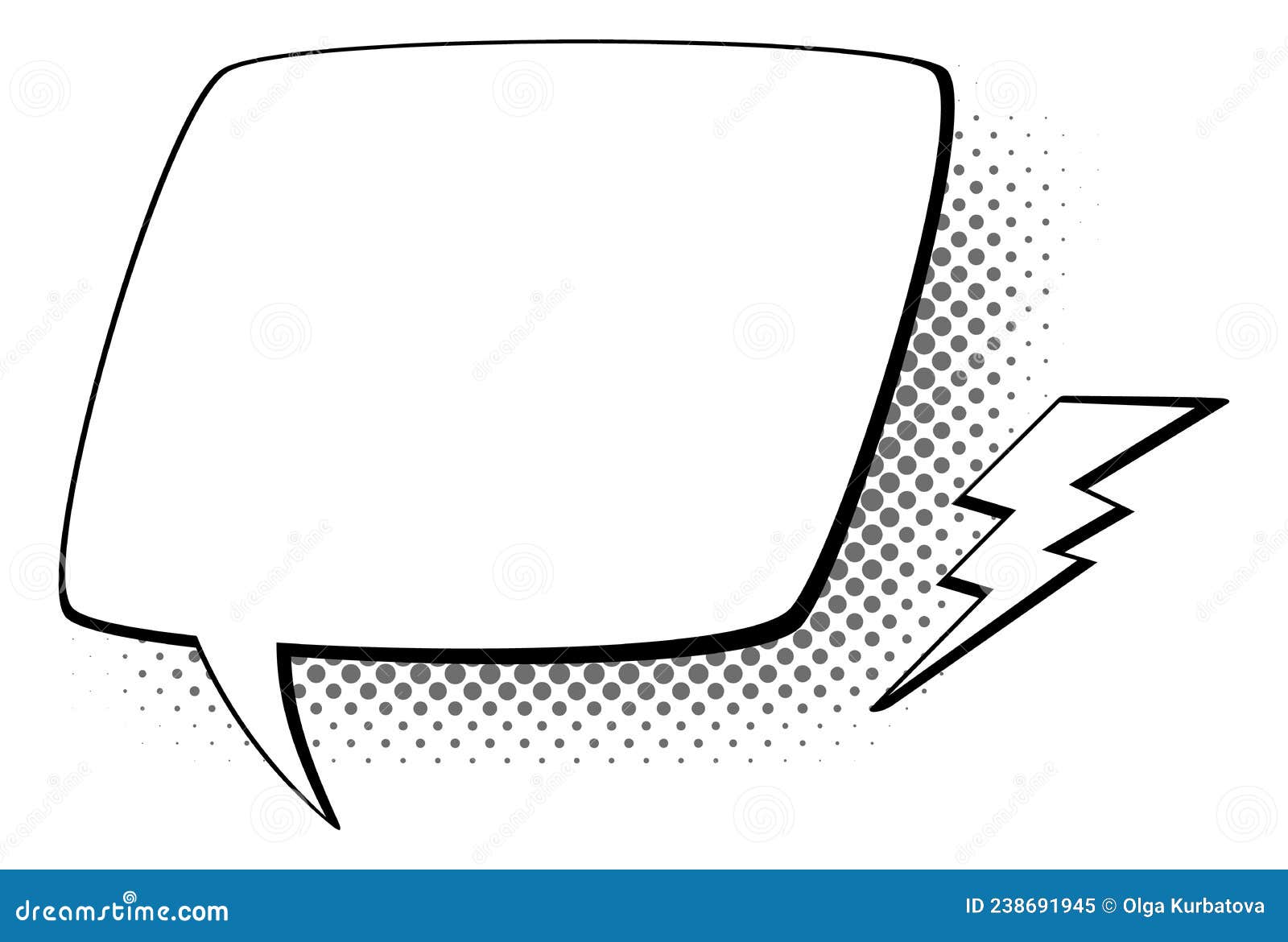 Comic Speech Bubble with Flash Sign in Retro Line Style Stock Vector ...