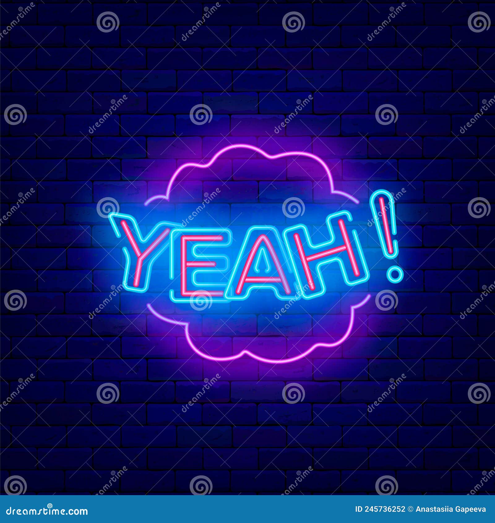YEAH Neon Sign Vector. Comic Speech Bubble With Expression Text YEAH ... YEAH Neon Sign Vector. Comic Speech Bubble With Expression Text YEAH ...