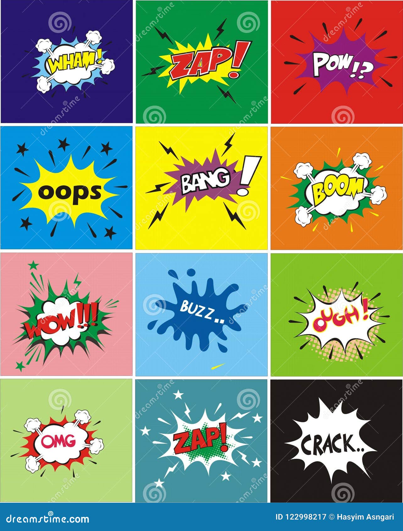 Comic Speech Bubble Set on Rectangle Frame Stock Illustration ...