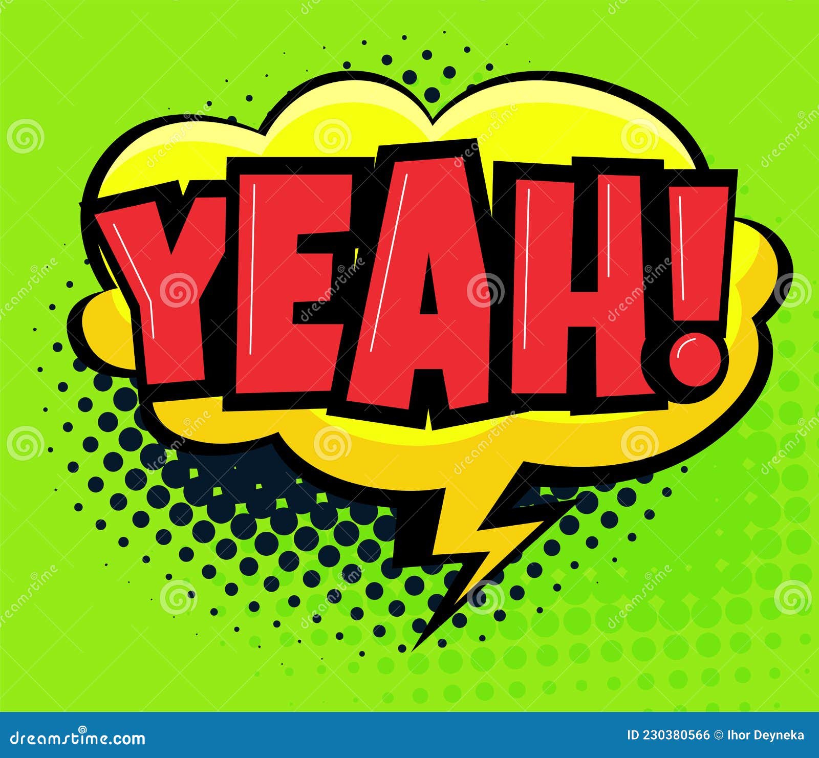 Comic Speech Bubble with YEAH Text. Cartoon Illustration in Retro Pop ...